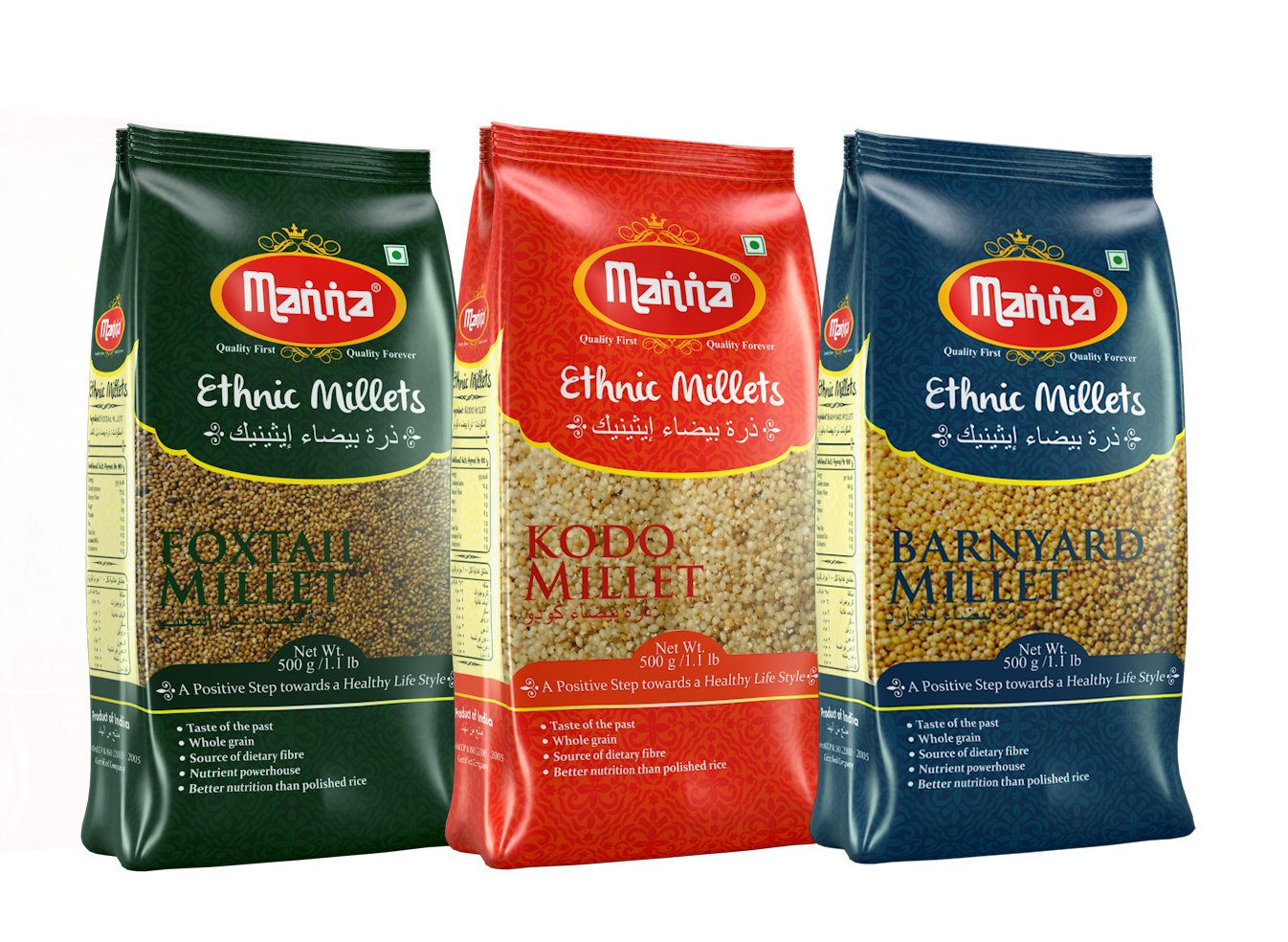 Manna Mixed Millets Combo Pack of 3 (Foxtail Millet 500g Kodo Millet ...