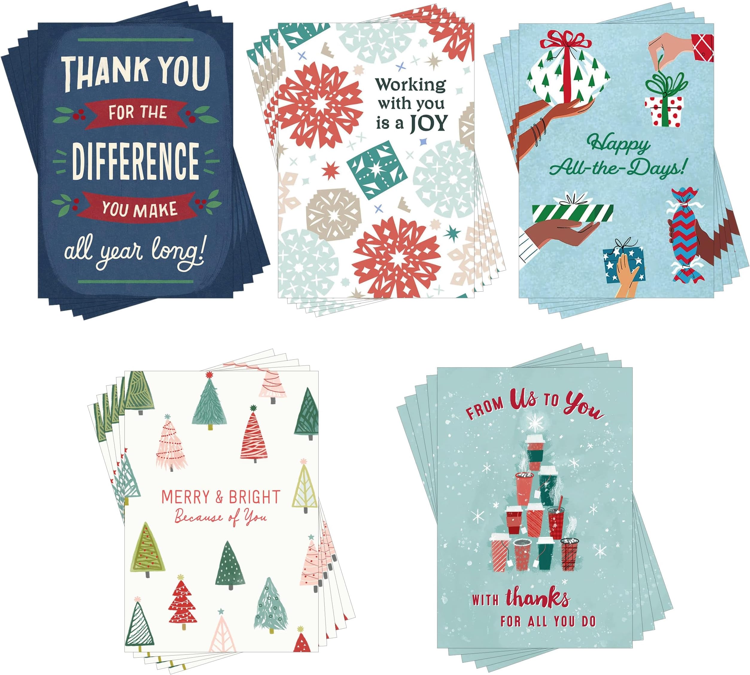 Amazon.com : Hallmark Business 25 Pack Assorted Employee Holiday Cards ...