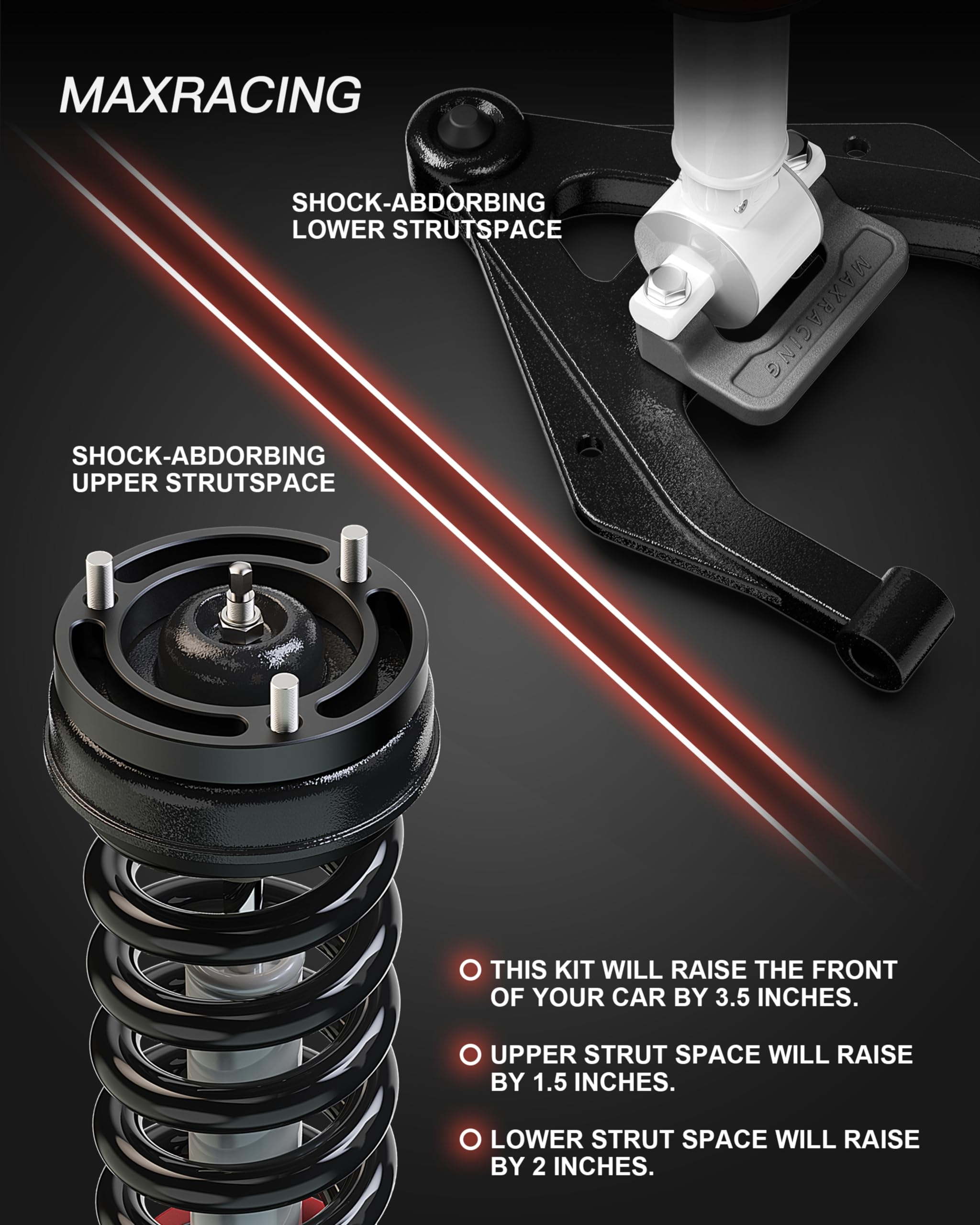 Snapklik.com : Maxracing 3.5" Front Leveling Kit Upper+Lower Strut Lift ...