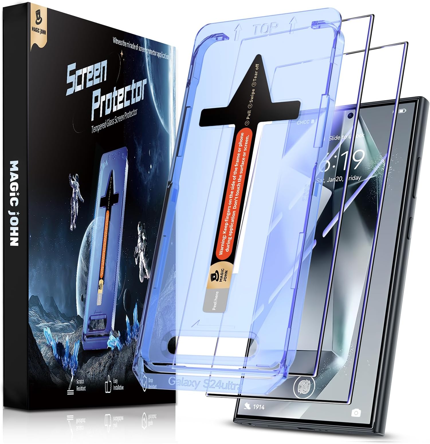 MAGIC JOHN 2 Pack for Samsung Galaxy S24 Ultra Tempered Glass Screen ...