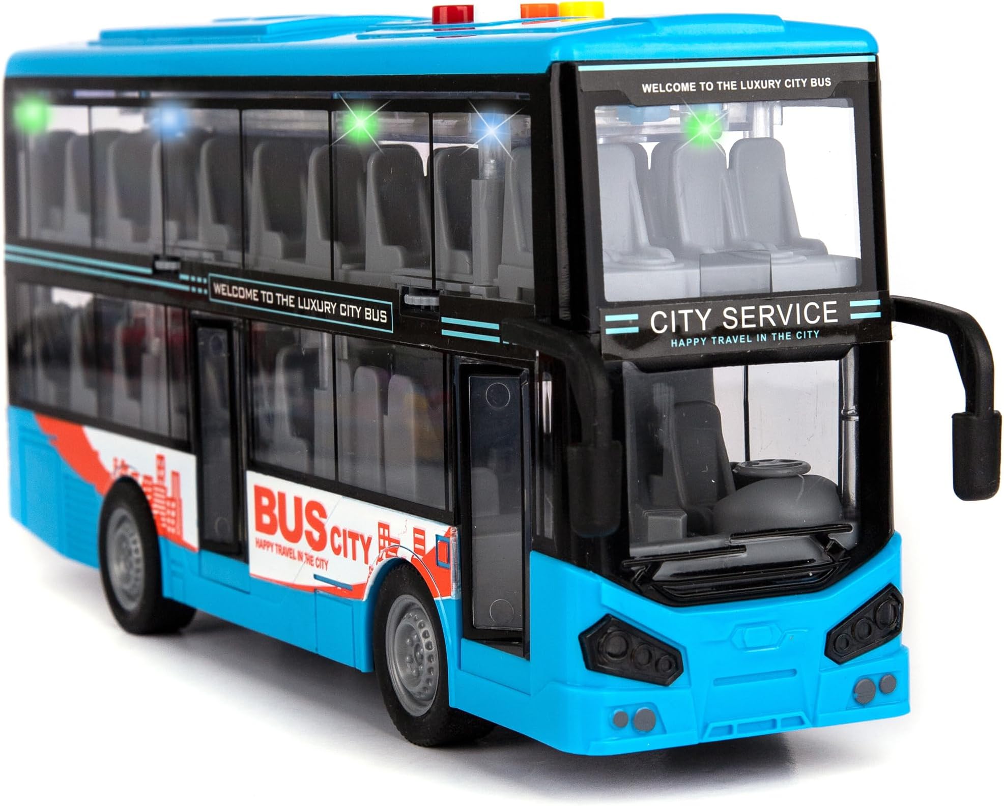 ArtCreativity Double Decker Bus Toy with Lights & Sounds - Friction ...