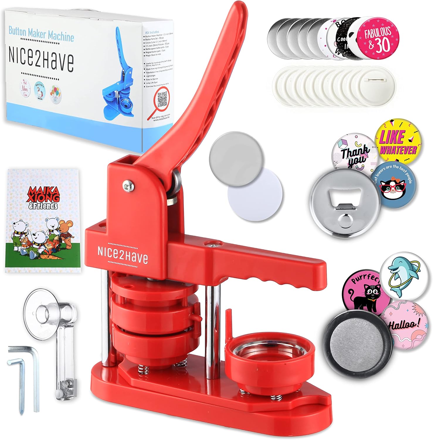 Amazon.com: Nice2Have Button Maker Machine 2.25 inch (58mm) - (100 ...