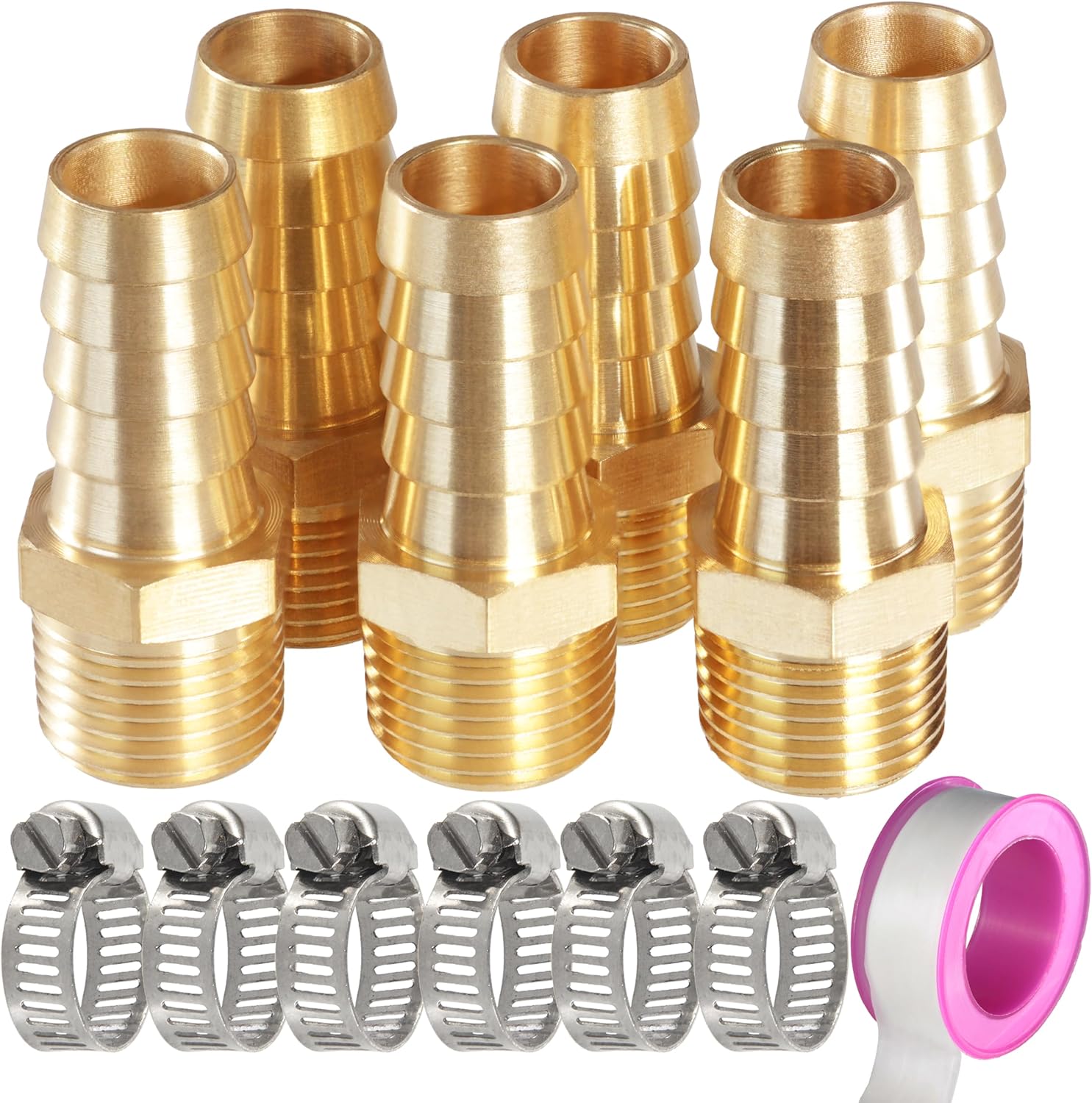MSAEIQUN Brass Hose Barb Fittings，3/8 NPT to 1/2 inch Barb Fitting ...