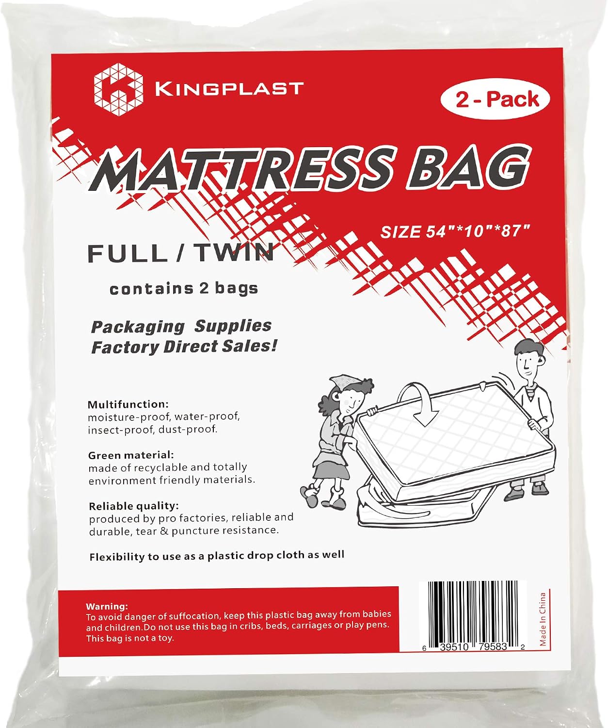 Amazon.com: K KINGPLAST Mattress Bags for Moving and Storage, Twin/Full ...