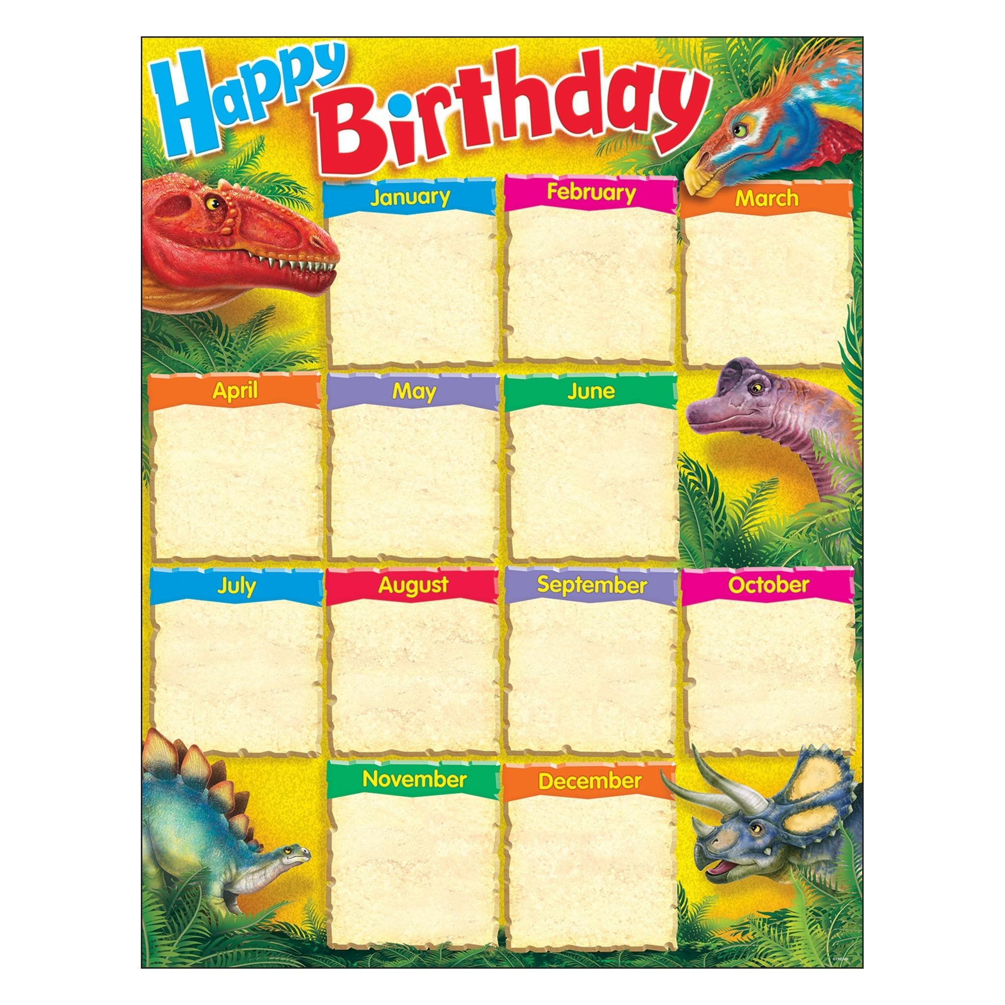 Amazon.com: Birthday Discovering Dinosaurs® Learning Chart : Office ...
