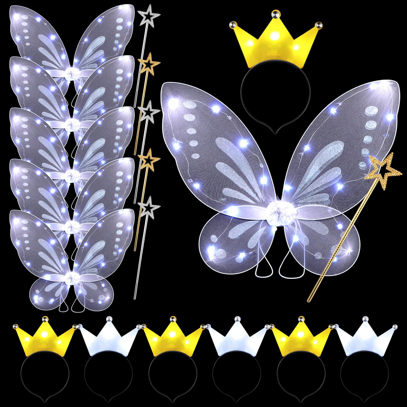 Jenaai 6 Sets Light Up Halloween Fairy Costume Accessories, Includes 6 ...