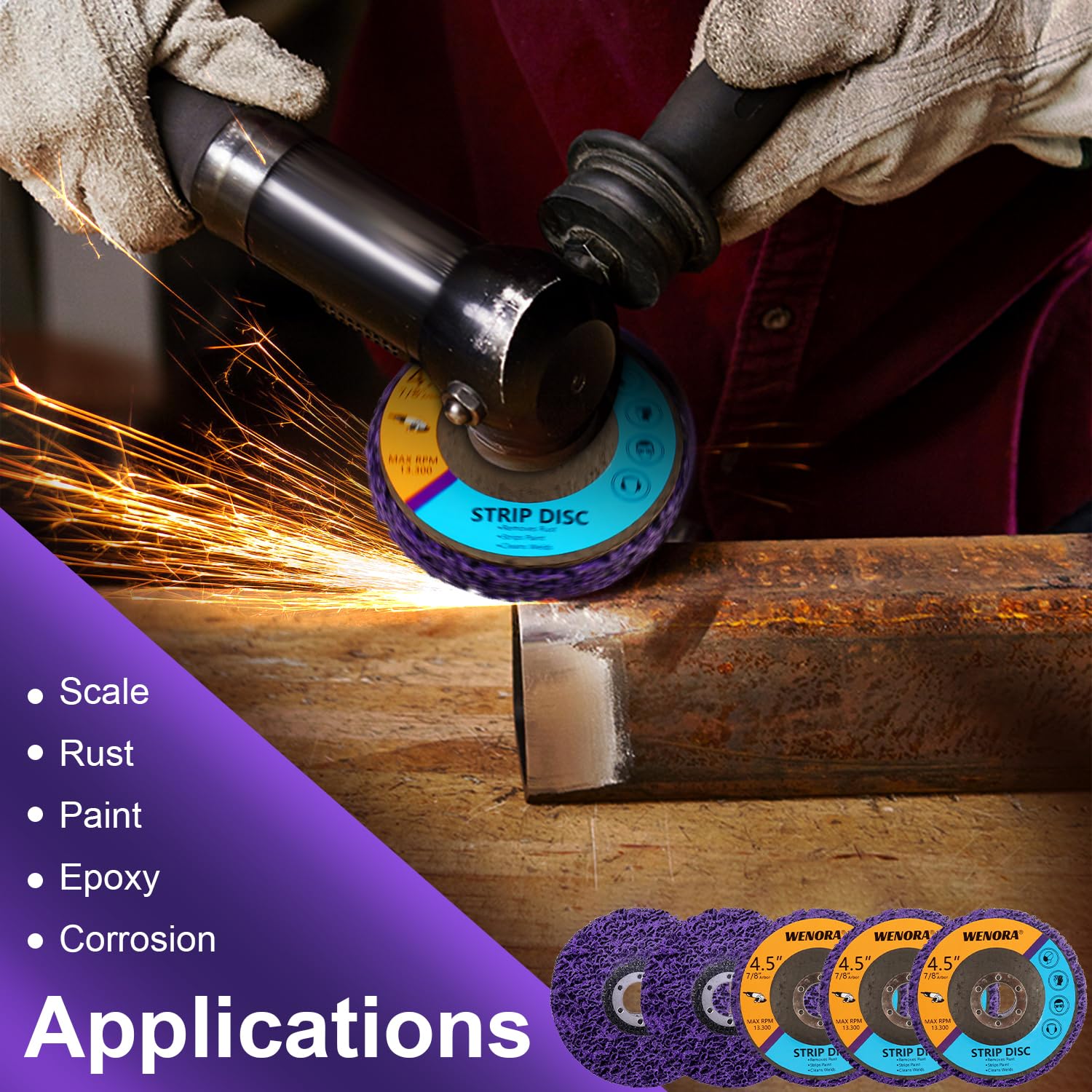 Snapklik.com : WENORA Strip Discs Stripping Wheel For Angle Grinder, 4 ...