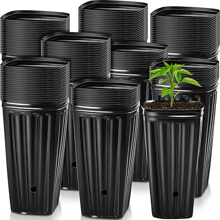 Amazon.com: RunNico 50pcs Plastic Deep Plant Nursery Pots, 9.44”Tall ...