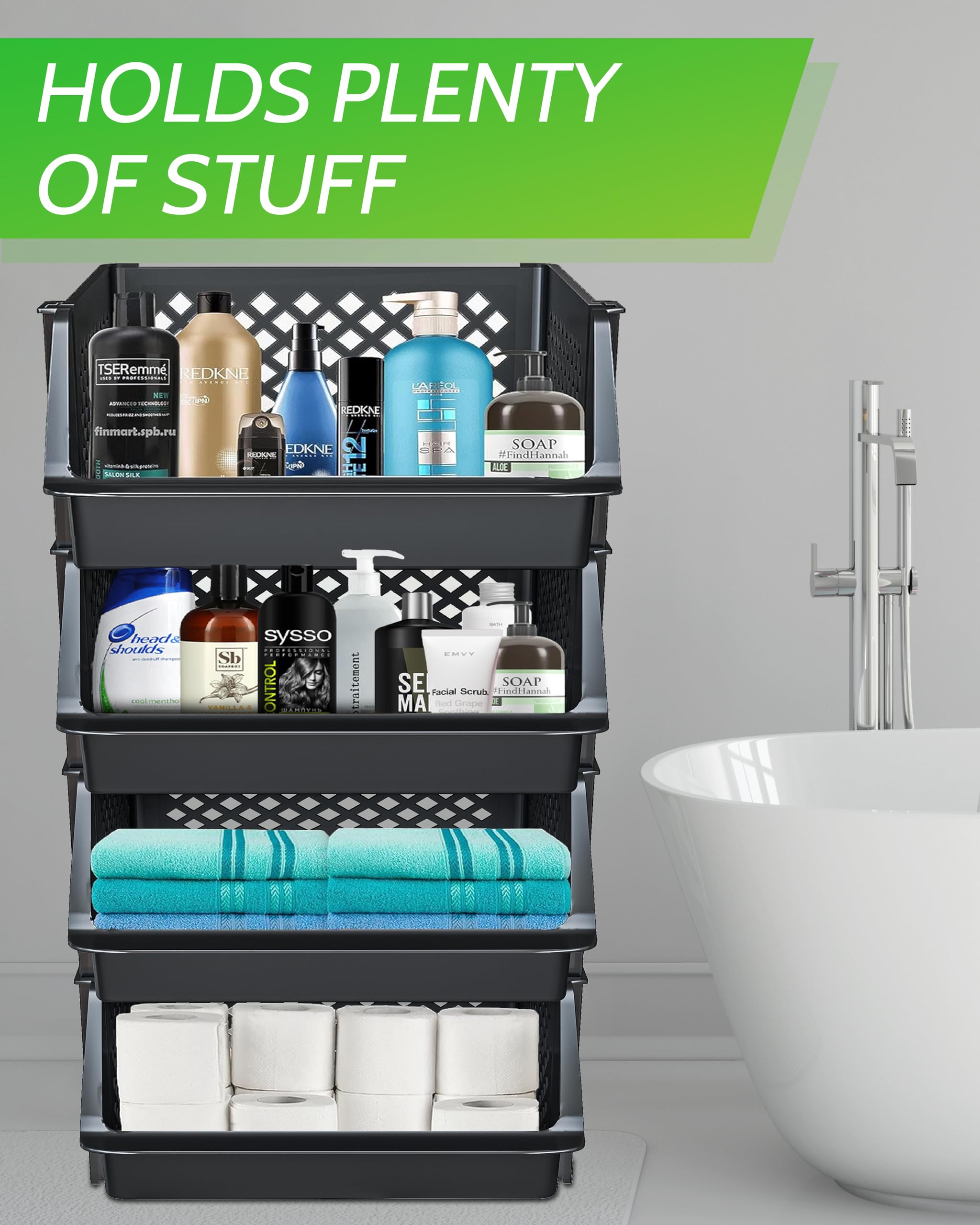 Snapklik.com : TidyFriend Plastic Stackable Bins For Pantry, 4 Pack ...