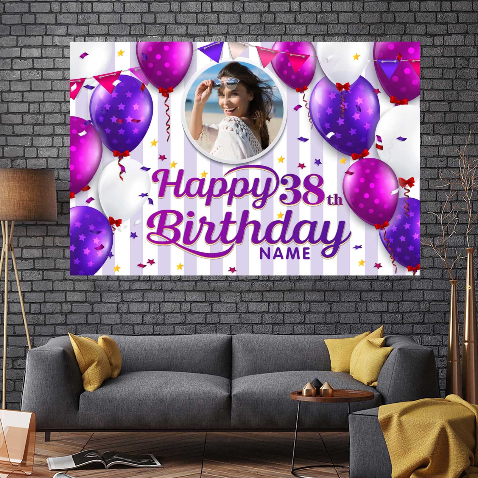 Snapklik.com : Custom Happy 38th Birthday Decoration Banner ...