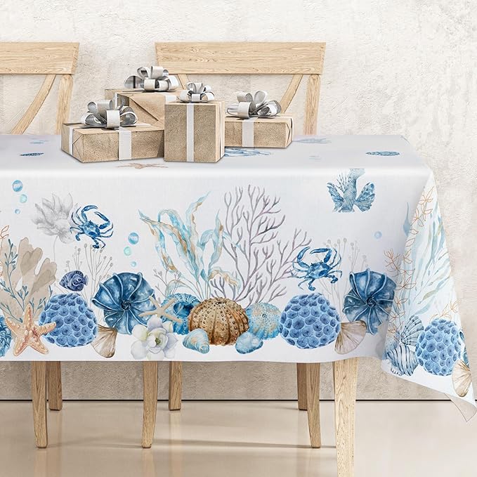 Amazon.com: Under The Sea Tablecloth Watercolor Beach Coral Seashell ...