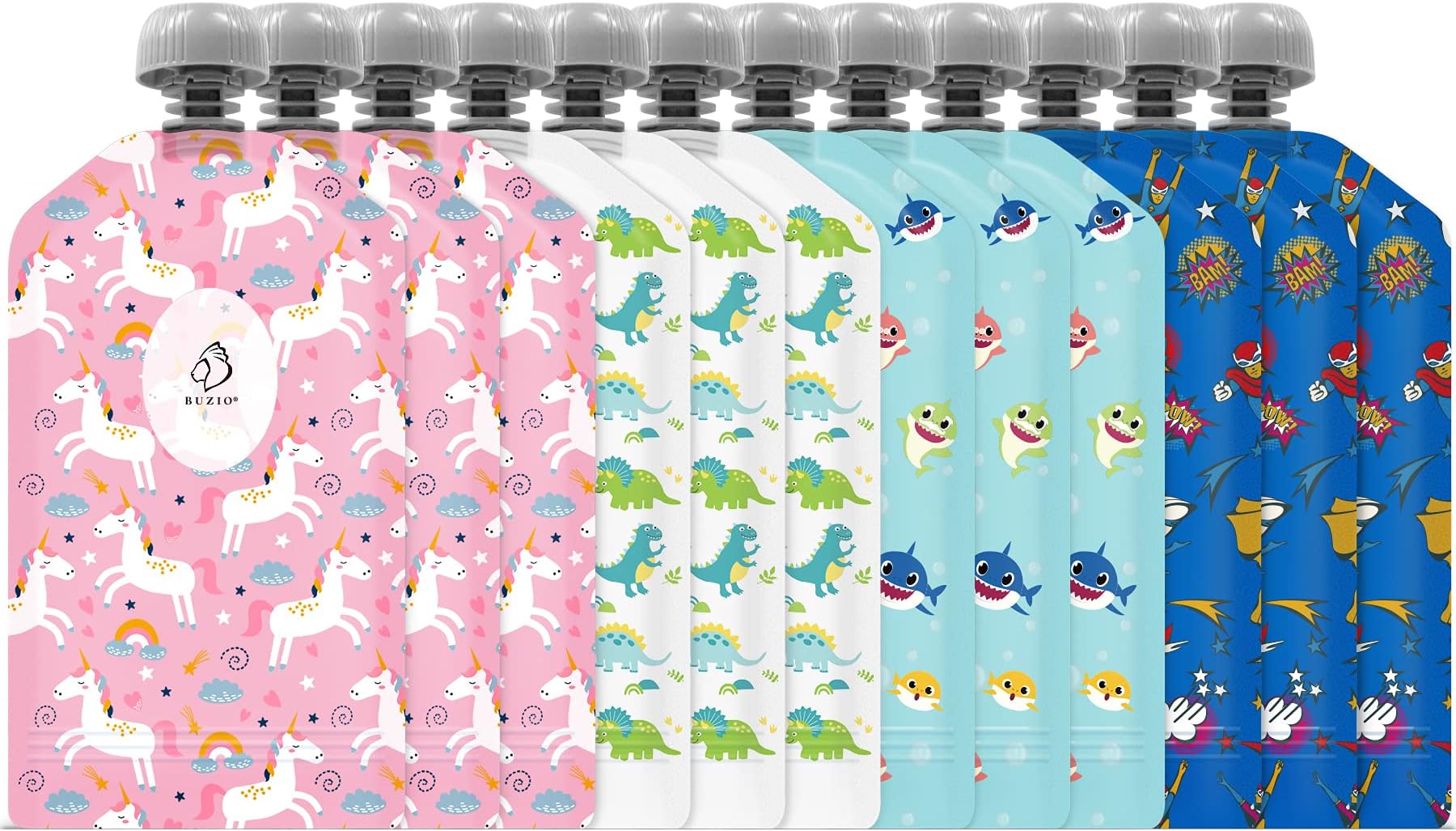 Amazon.com : SQUOOSHI Assorted Sizes Reusable Food Pouches - 4 Large ...