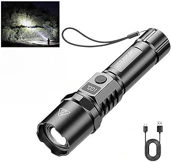 Rechargeable flashlights1500L Tactical Flashlight,Adjustable Focus LED ...
