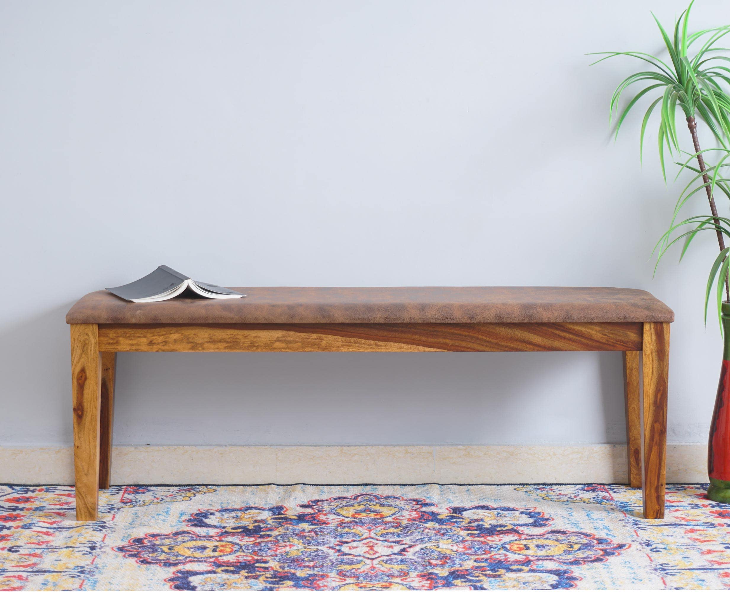 Buy Furniselan Solid Sheesham Wood Dining Bench for Living Room ...