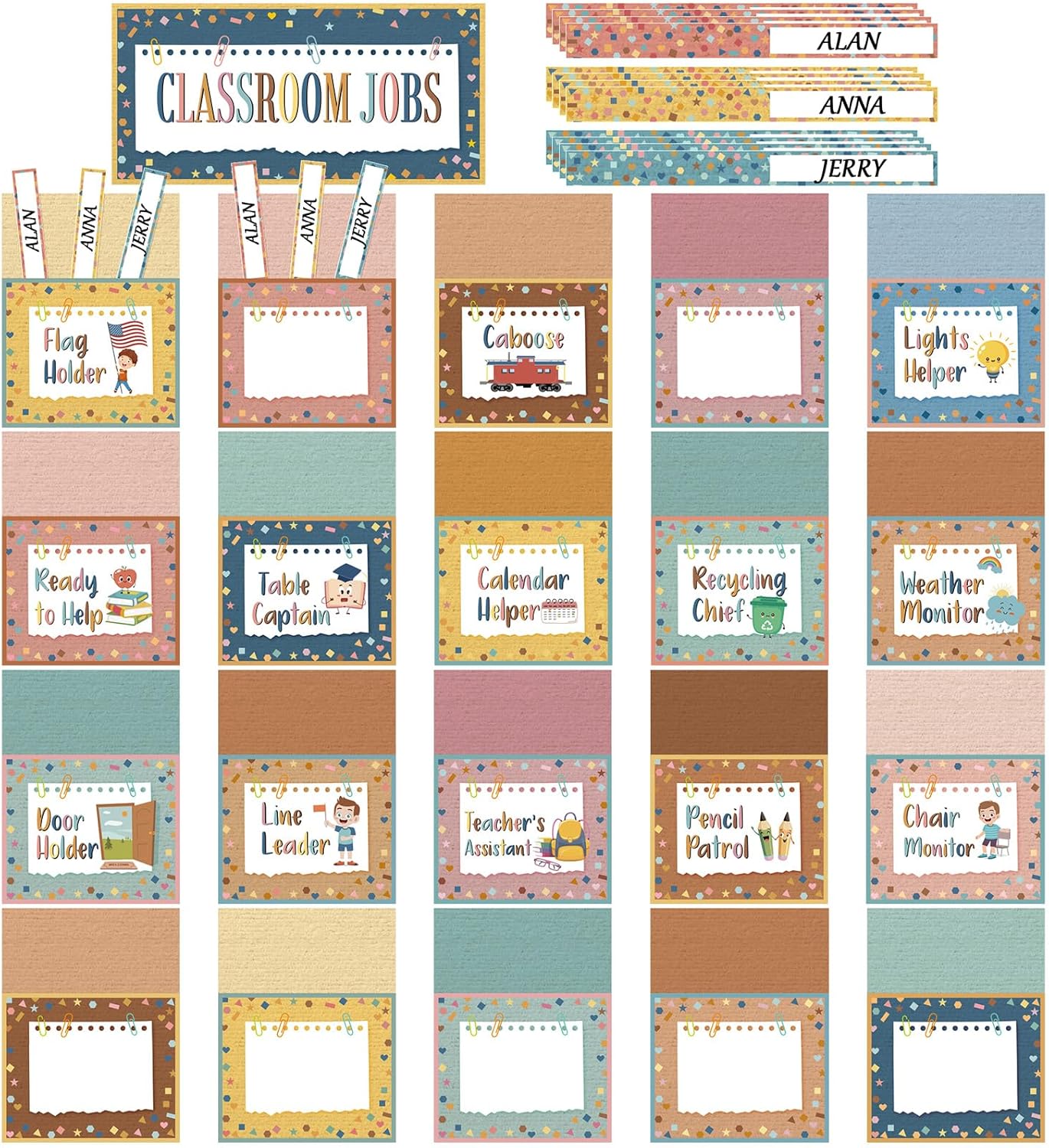 Amazon.com: Seajan 81 Pcs Boho Class Jobs Bulletin Board Boho Welcome ...