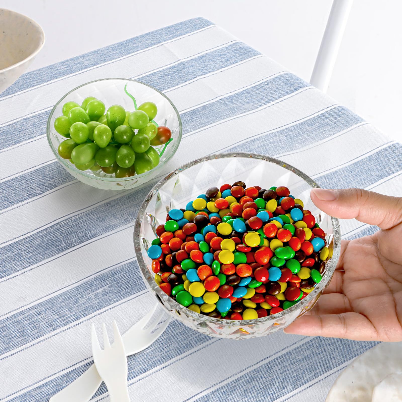 Snapklik.com : 12 Pack 10 Oz Small Glass Bowls, 5 Inch Diamond Cut ...