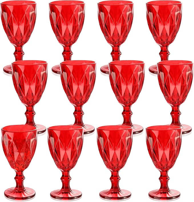 Amazon.com | Yinder Glass Goblet Vintage Wine Goblet Embossed Glassware ...