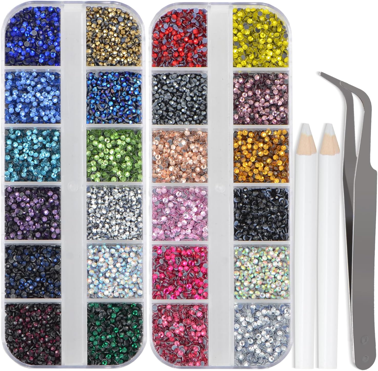 Amazon.com: CHCCOYE 3200 PCS Hot Fix Round Crystals Gems Glass Stones ...