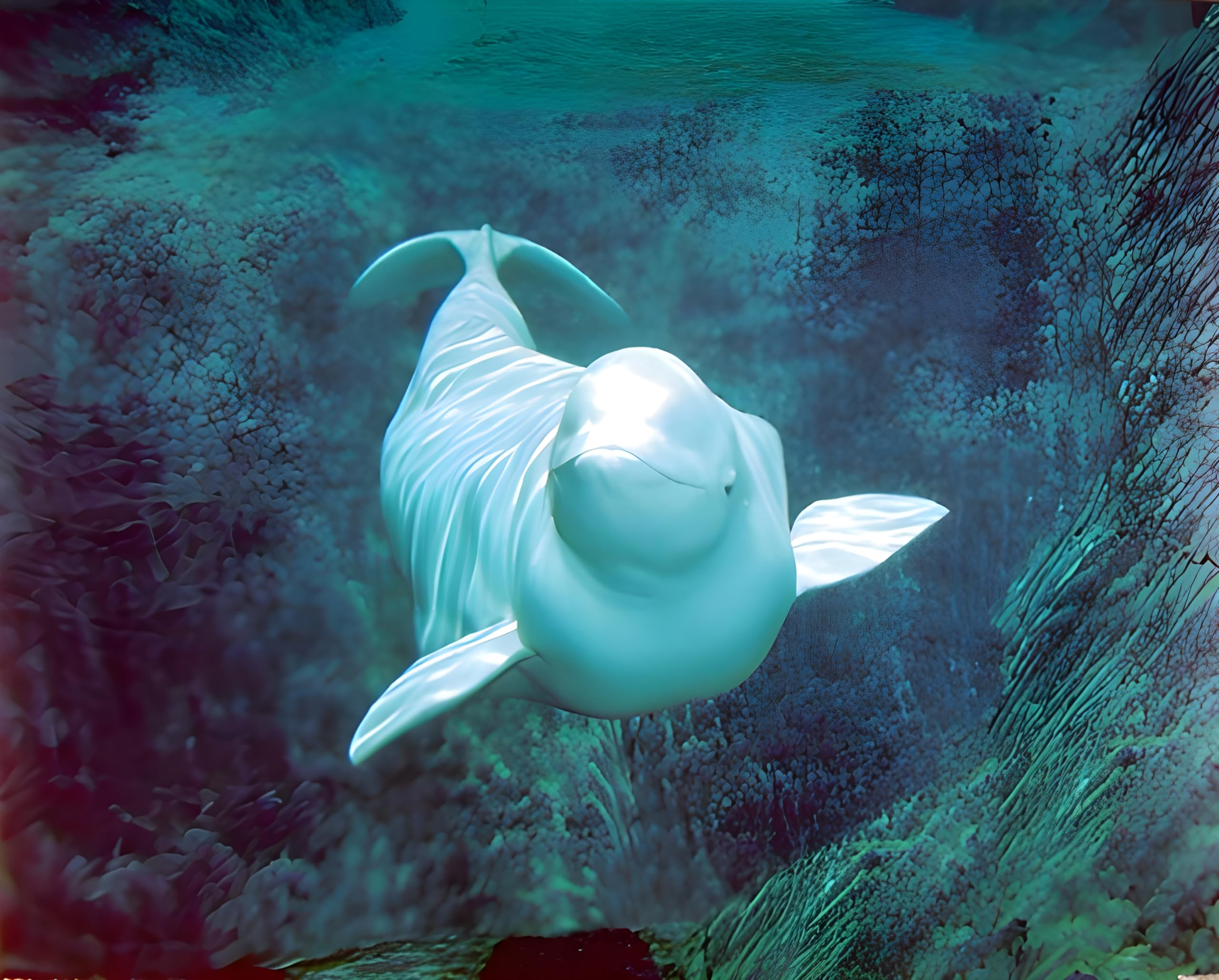 Amazon.com: Ocean Underwater Nature Animal Beluga Whale Wall Decor Art ...