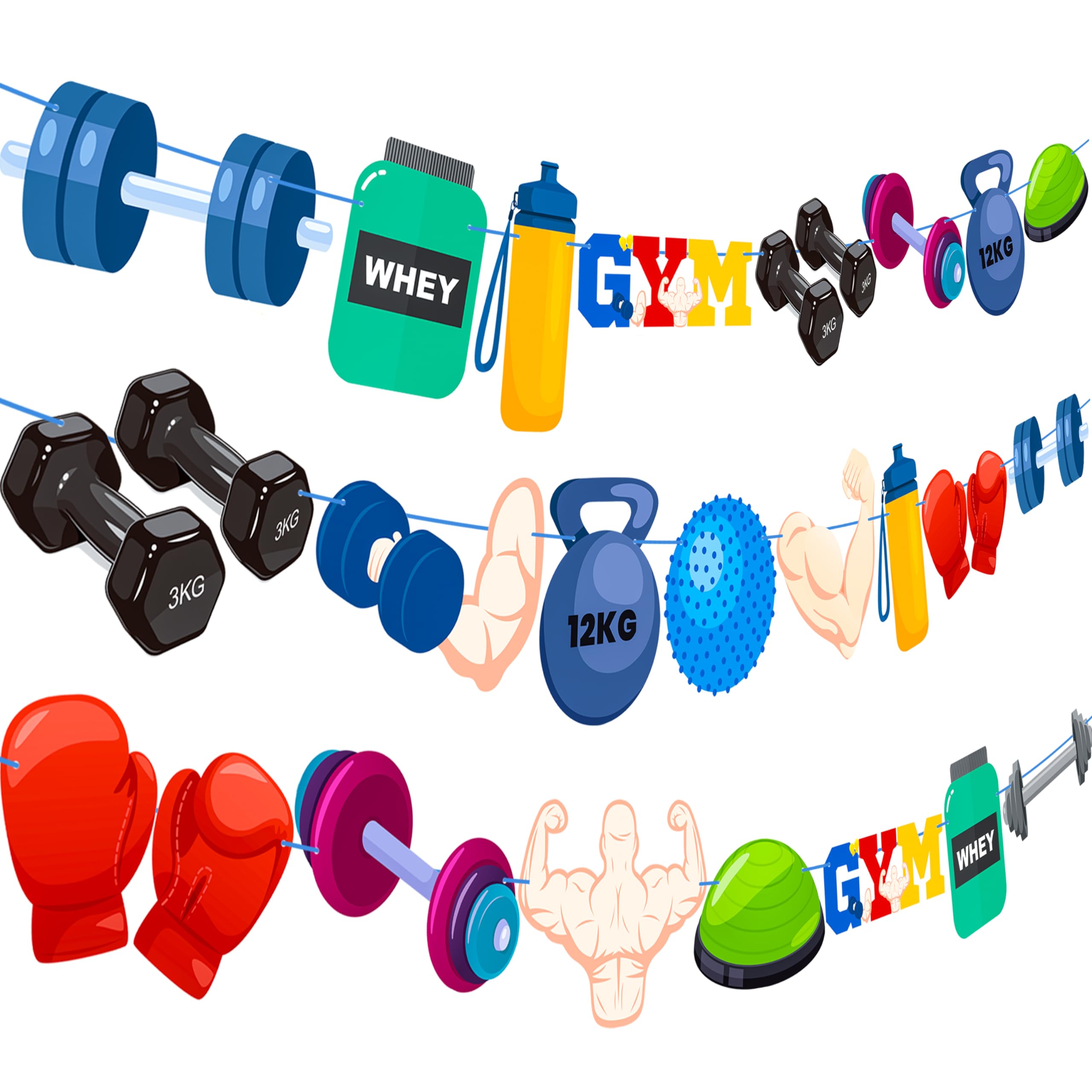 Amazon.com: Gym Party Banner Cross Fit Cutout Banners 3Pcs Weight ...