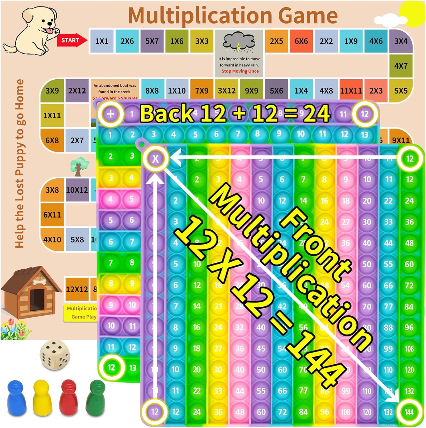 Amazon.com: YGC LAOMI Multiplication Pop Fidget Toys 12x12 ...