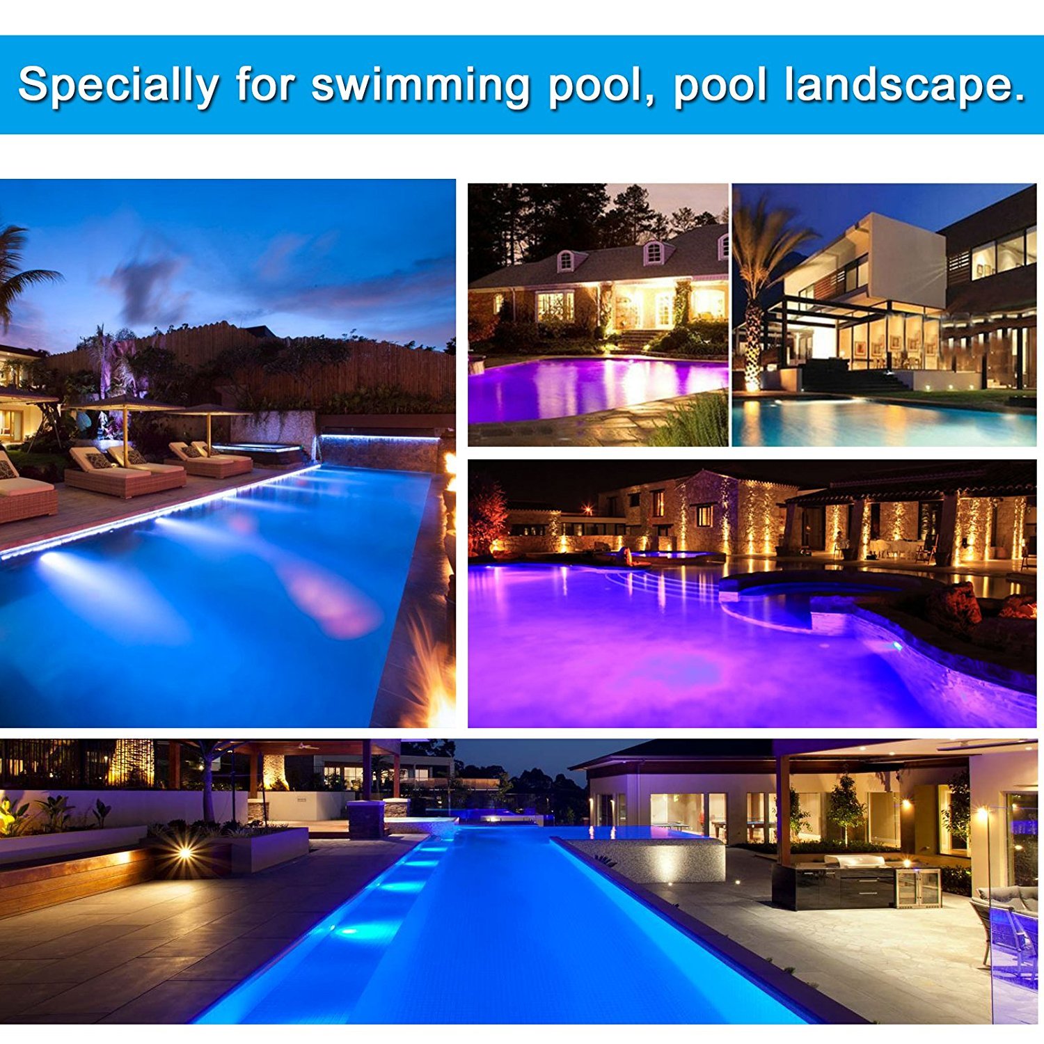 Install Directly Underwater Submersible LED Lights 54W 12-24V RGB Wall ...