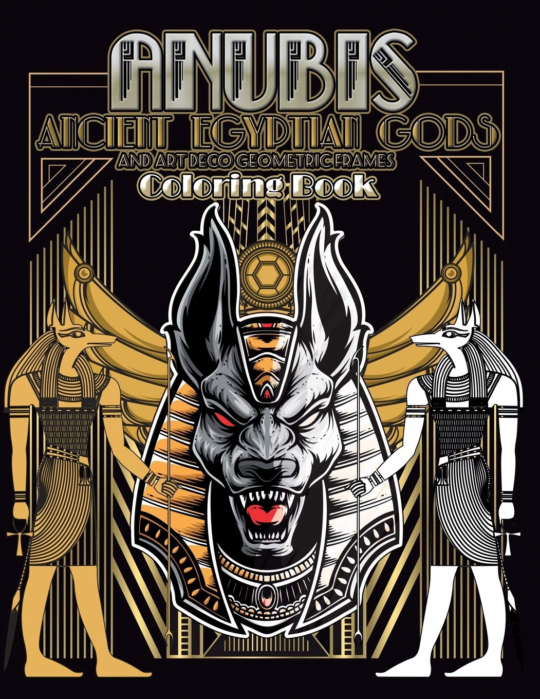 Buy Anubis Ancient Egyptian Gods and Art Deco Geometric Frames Coloring ...