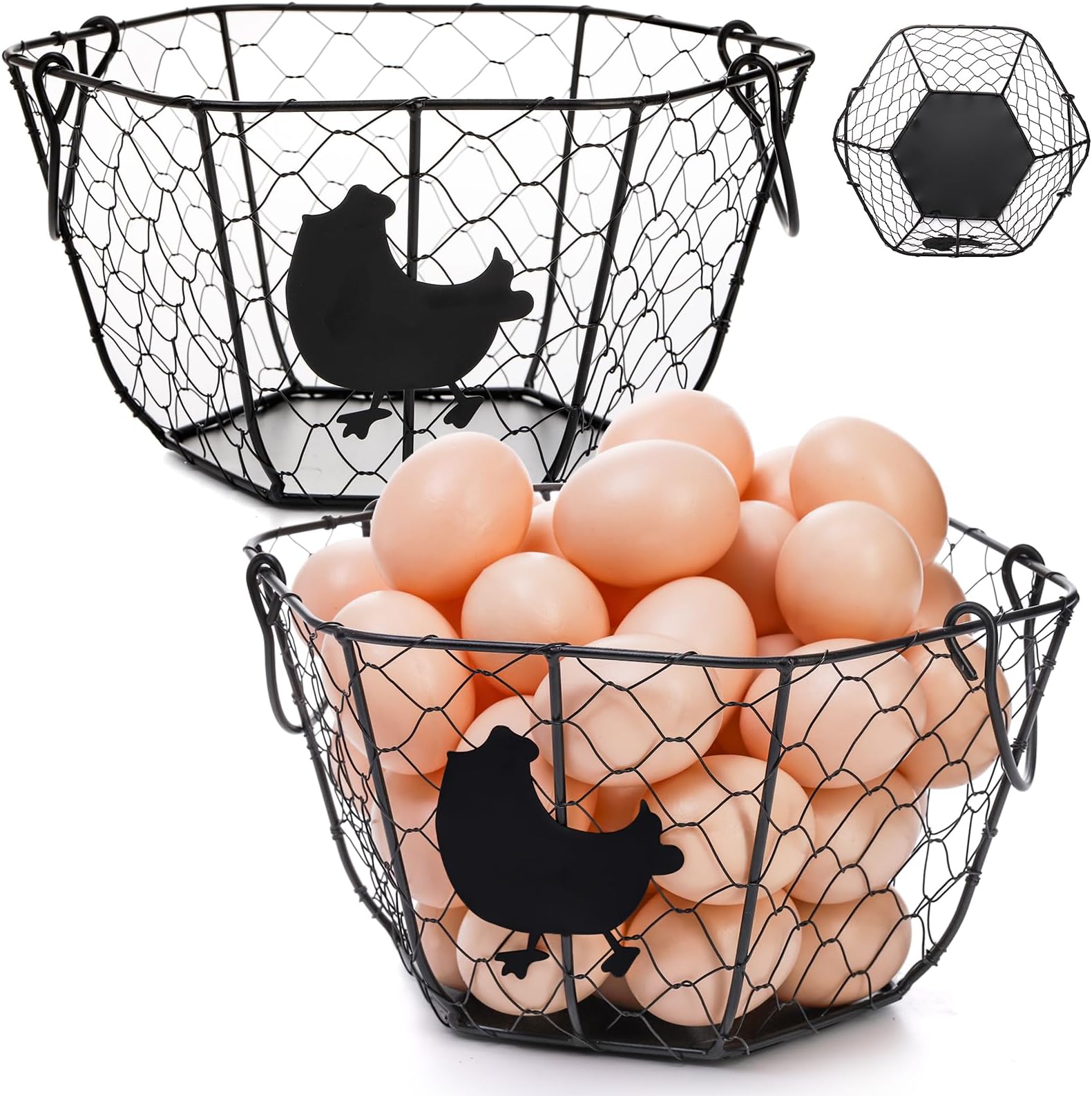 Amazon.com: Tag Farmhouse Rustic Vintage Chicken Wire Egg Basket With ...