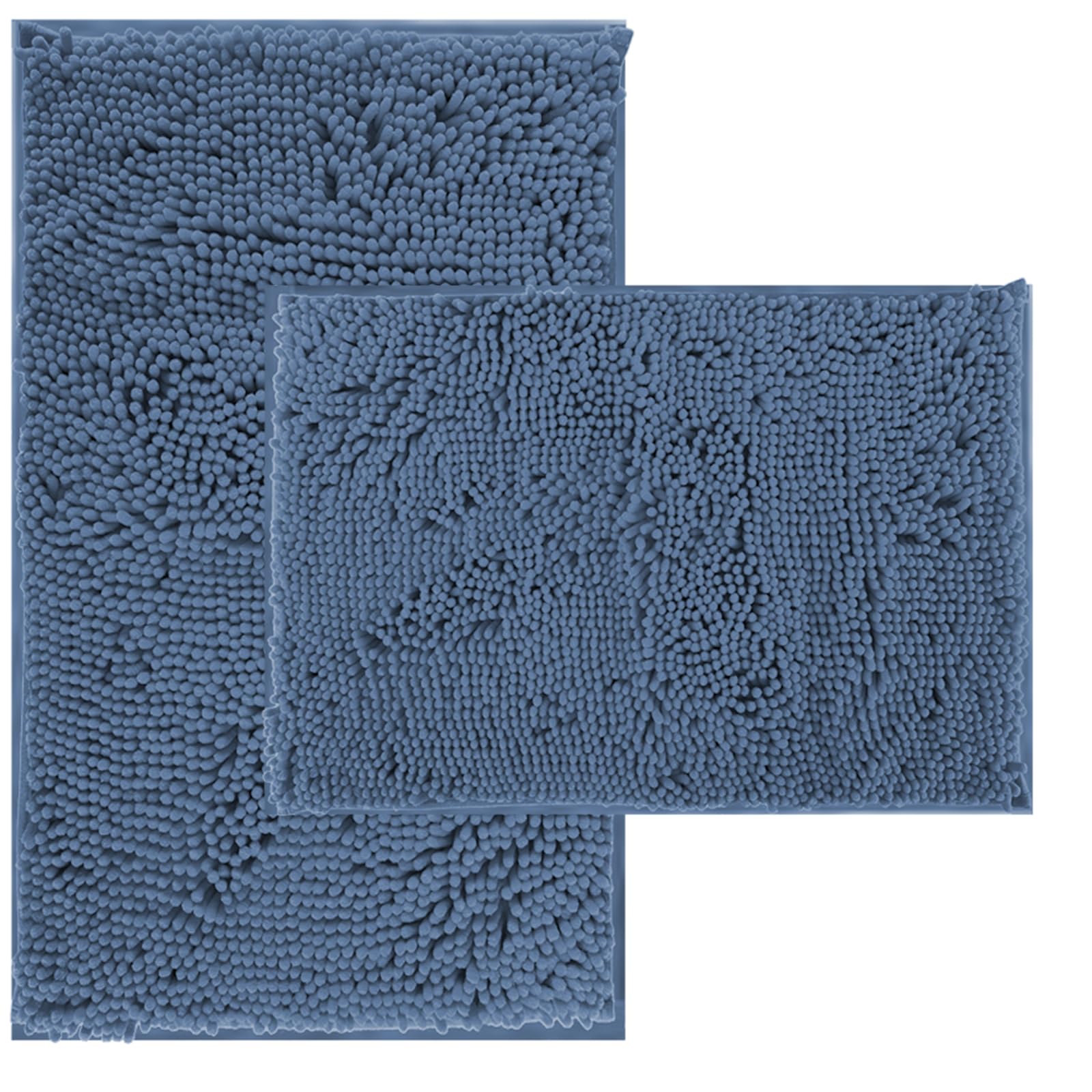Amazon.com: Blue Bathroom Rugs Chenille Bath Mats Set 2 Piece Extra ...