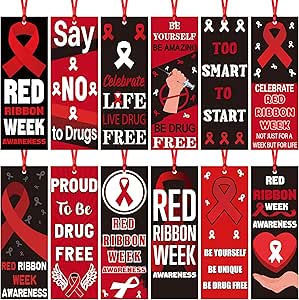 Amazon.com: Haooryx Red Ribbon Week Awareness Bookmarks - 120Pcs ...