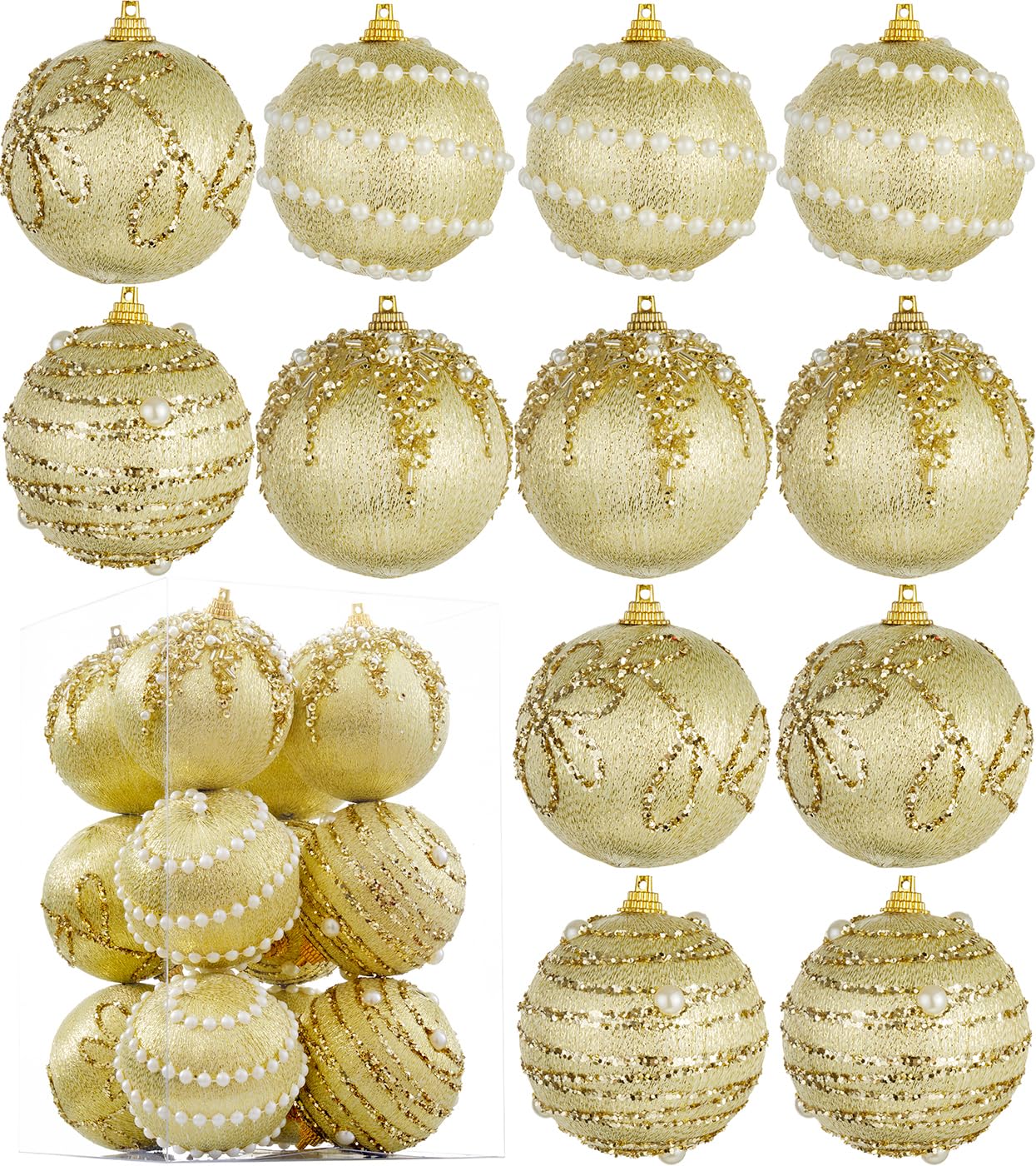 Amazon.com: Gold Satin Christmas Balls, Silk Christmas Tree Hanging ...