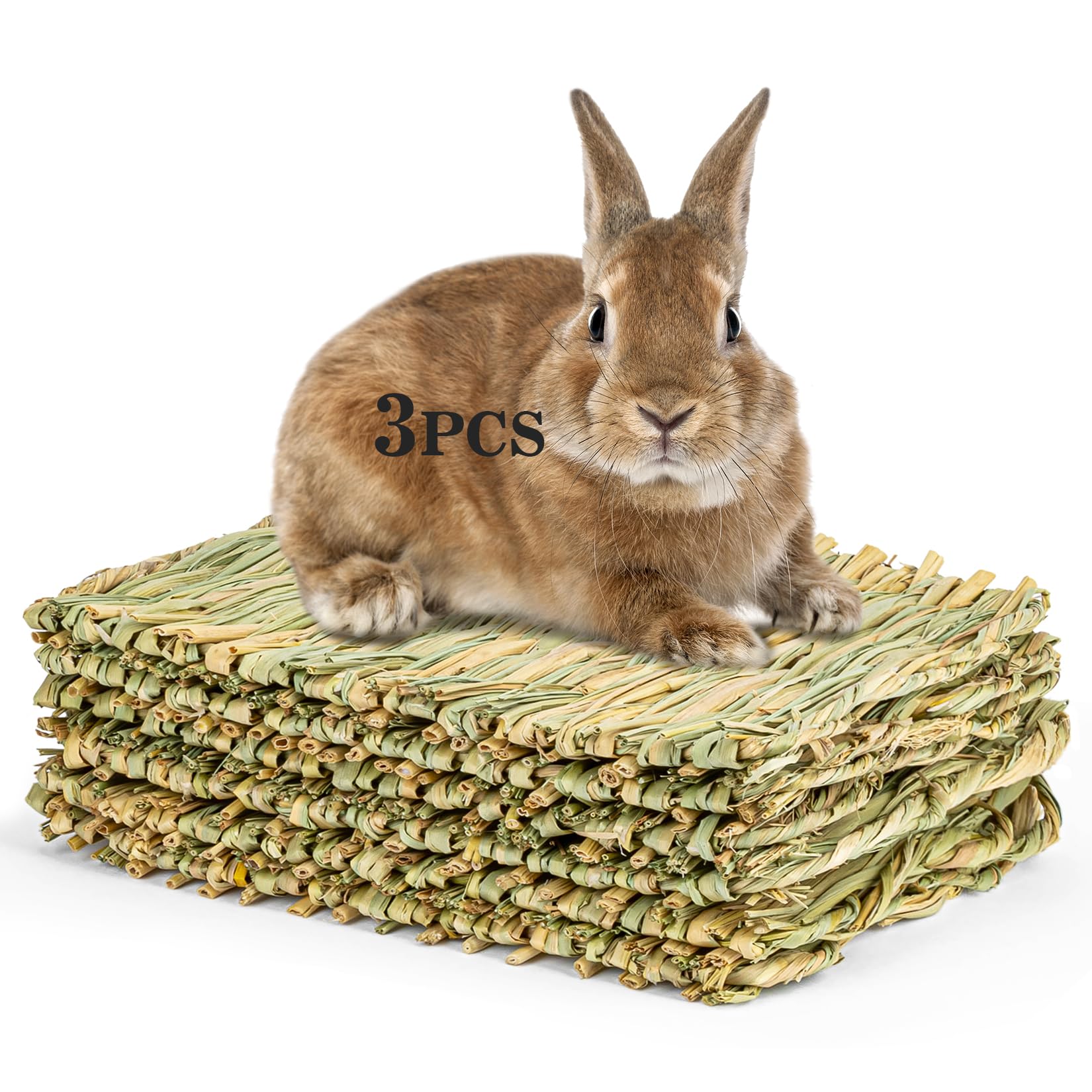 Amazon.com : Sukh 3 PCS Rabbit Grass Mats - Hay Woven Bunny Rabbit Bad ...