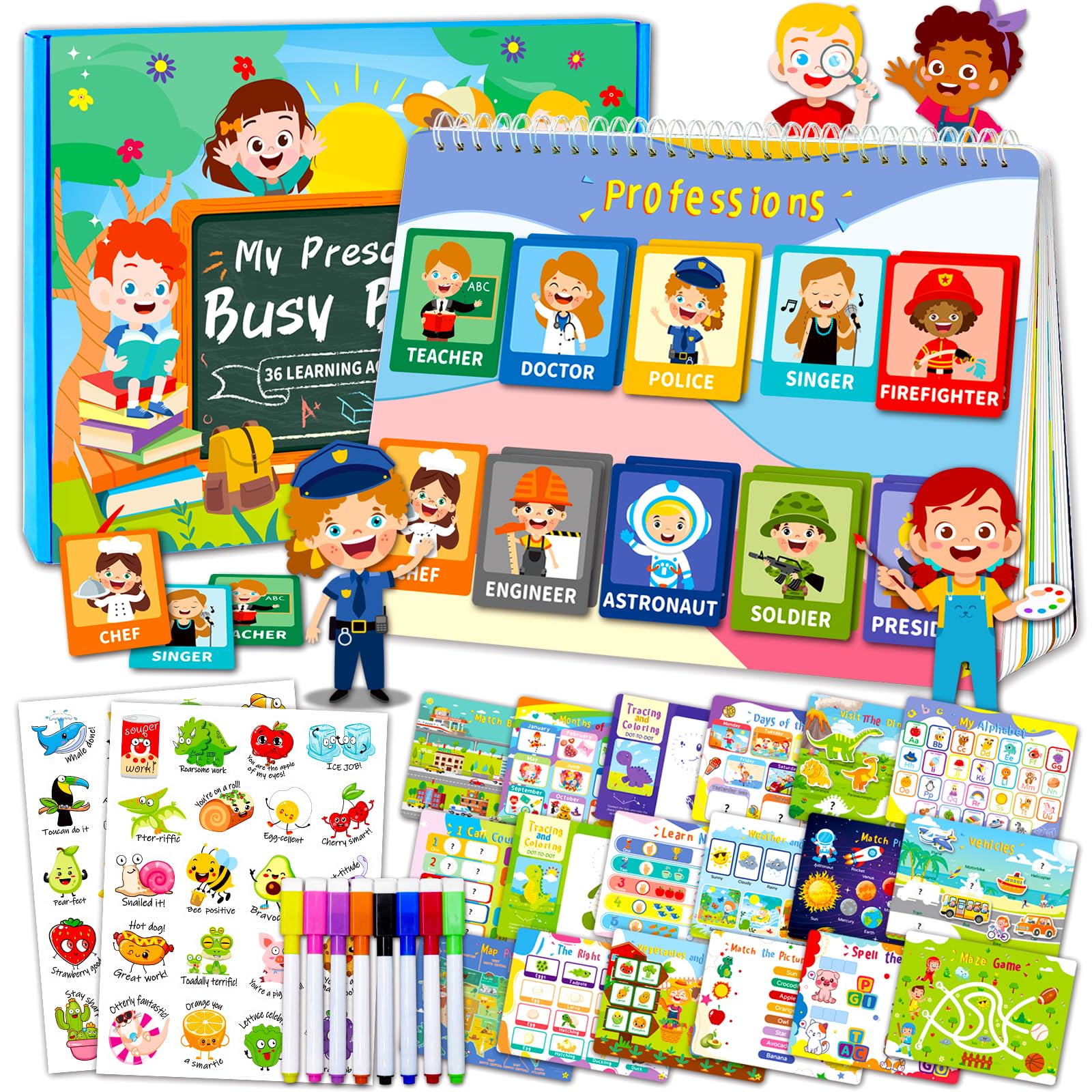 HomSeon 36 Theme Montessori Busy Book for Toddlers 3 and up, Preschool ...