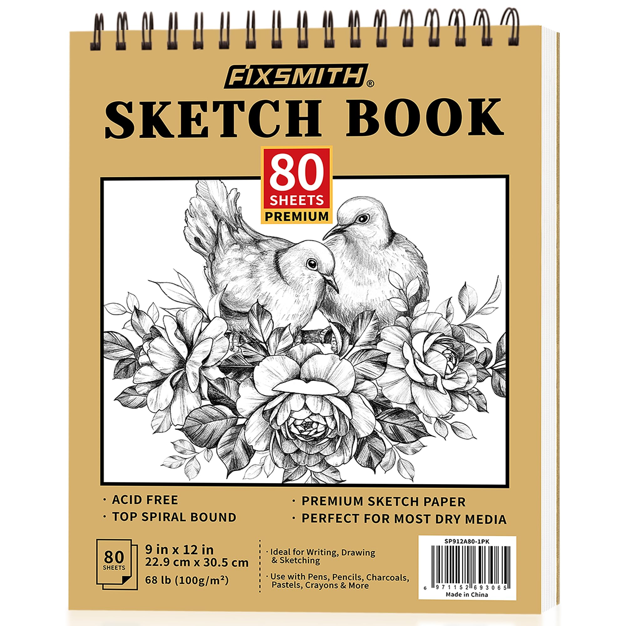 Snapklik.com : FIXSMITH 9"X12" Sketch Book 80 Sheets