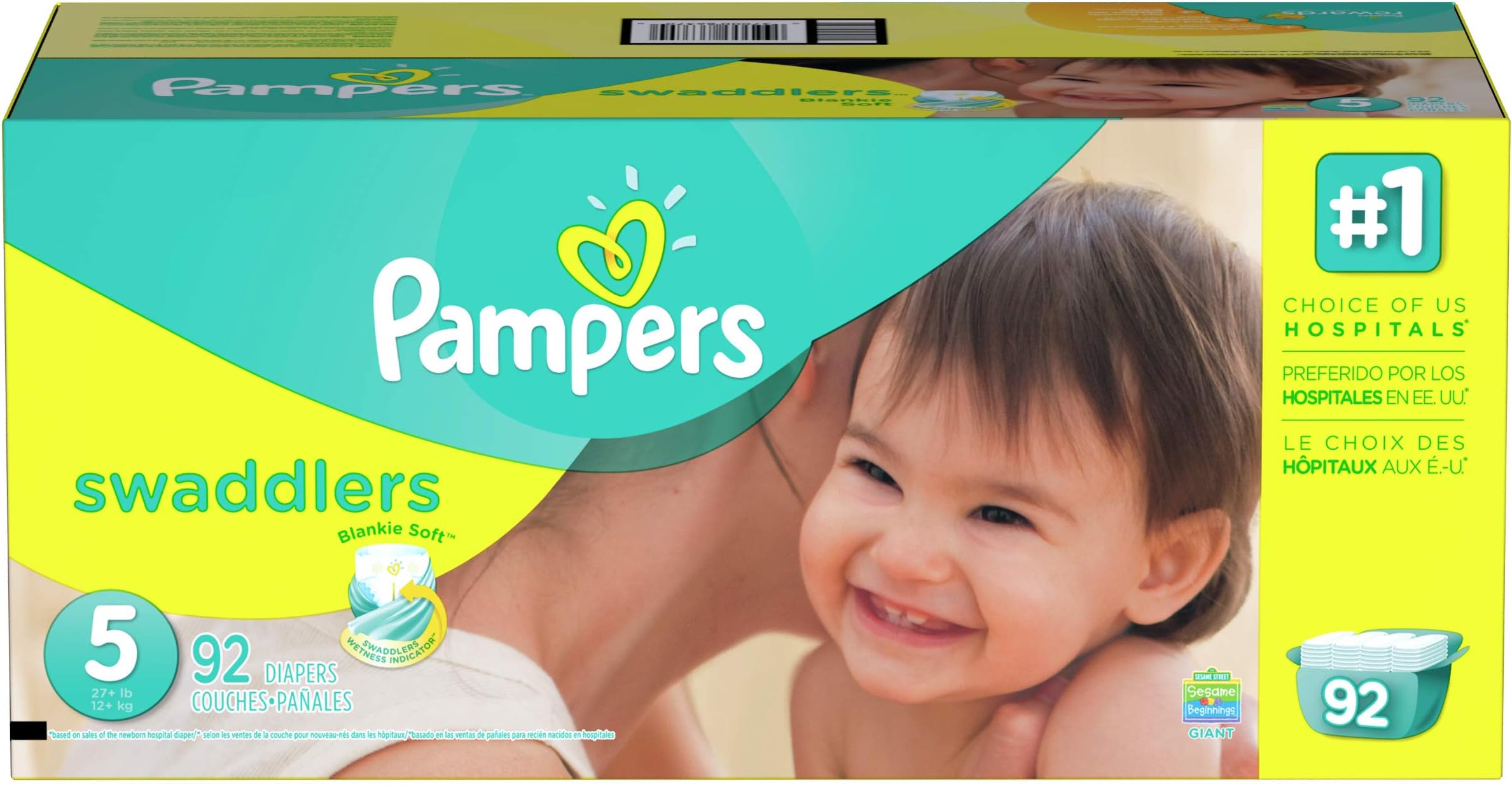Amazon.com: Pampers Swaddlers Disposable Diapers Size 5, 92 Count ...