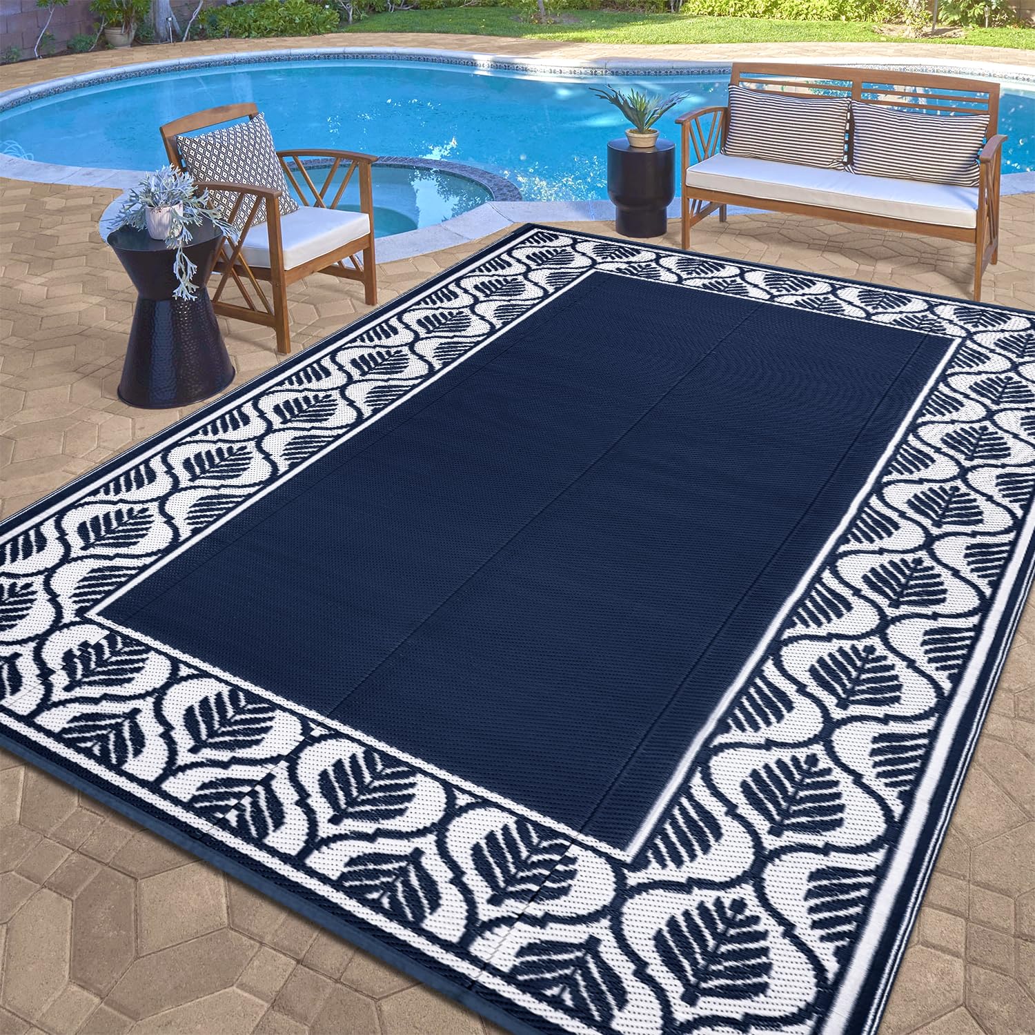 Yamaziot Outdoor Rug 9' x 12', Waterproof Reversible Plastic Straw Rug ...