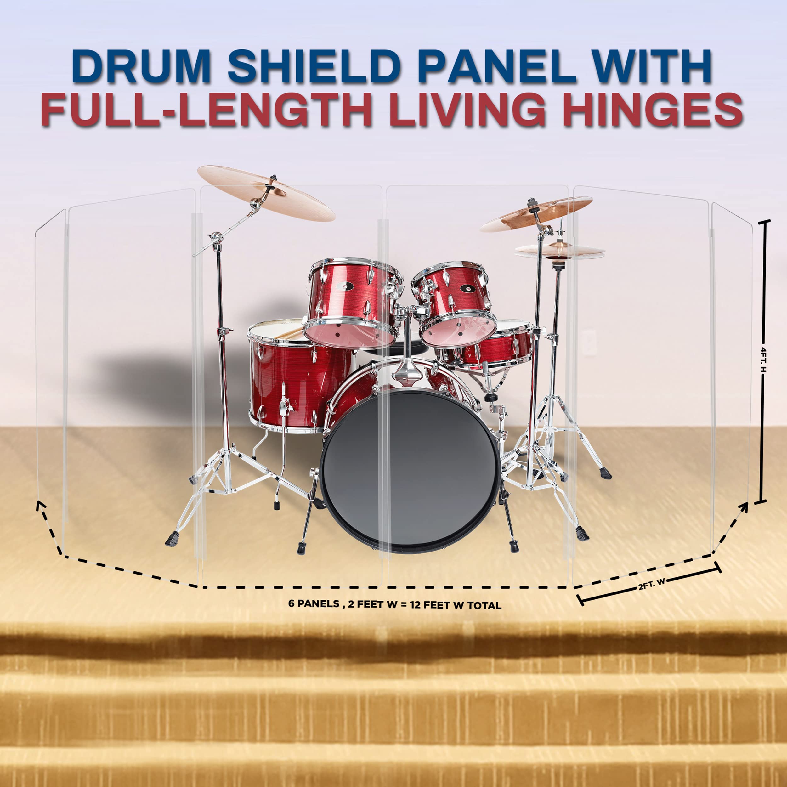 Snapklik.com : Drum Shield 4ft w/Plastic Hinges, Comes W/ 6 Drum Panels ...