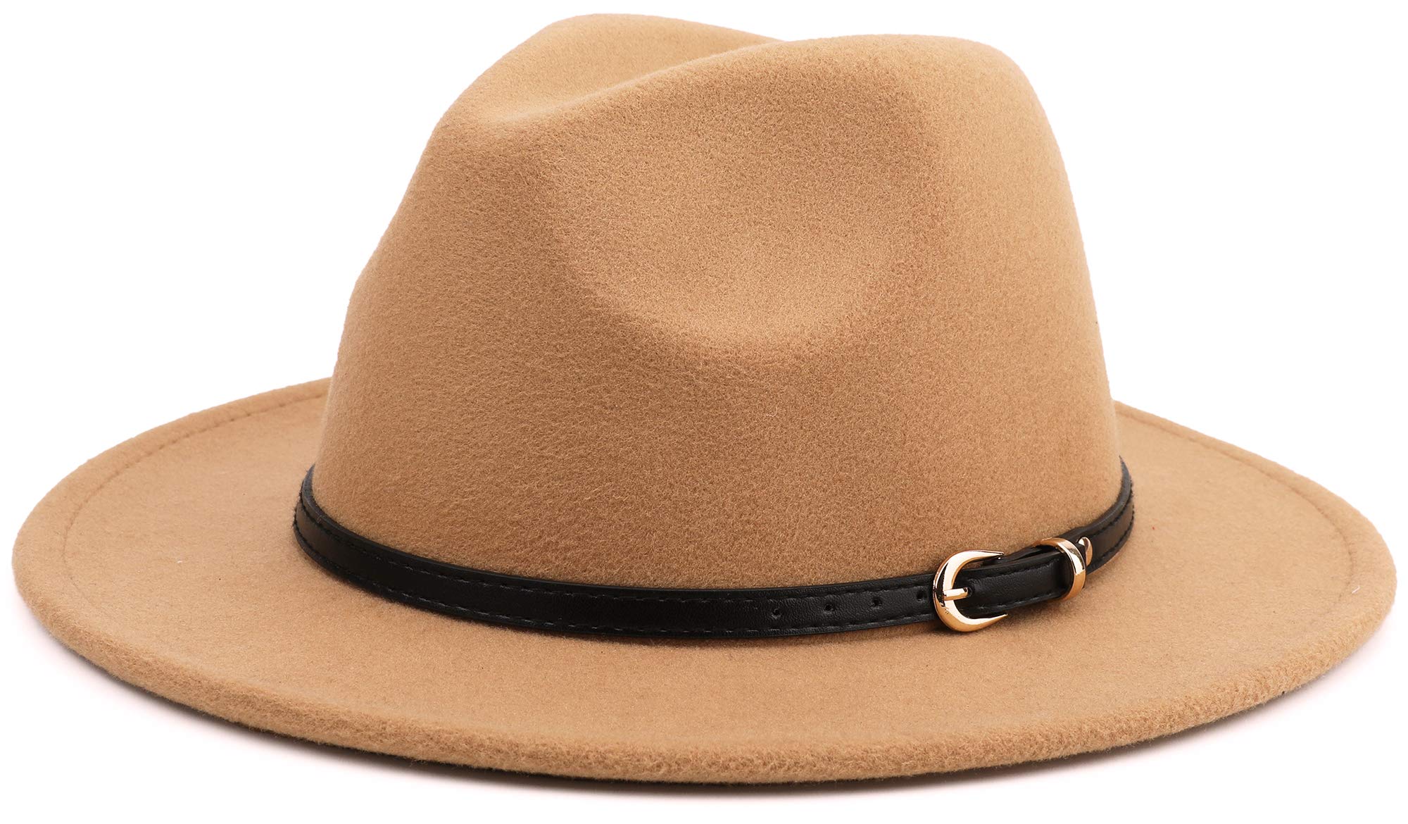 Melesh Wide Brim Unisex Classic Belt Buckle Fedora Hat