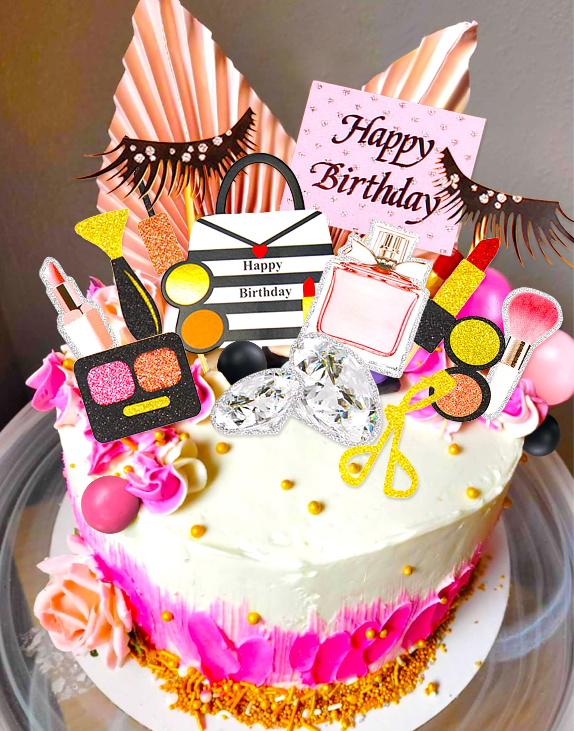 Snapklik.com : Makeup Cake Toppers Glamour Party Decorations Pink Girl ...