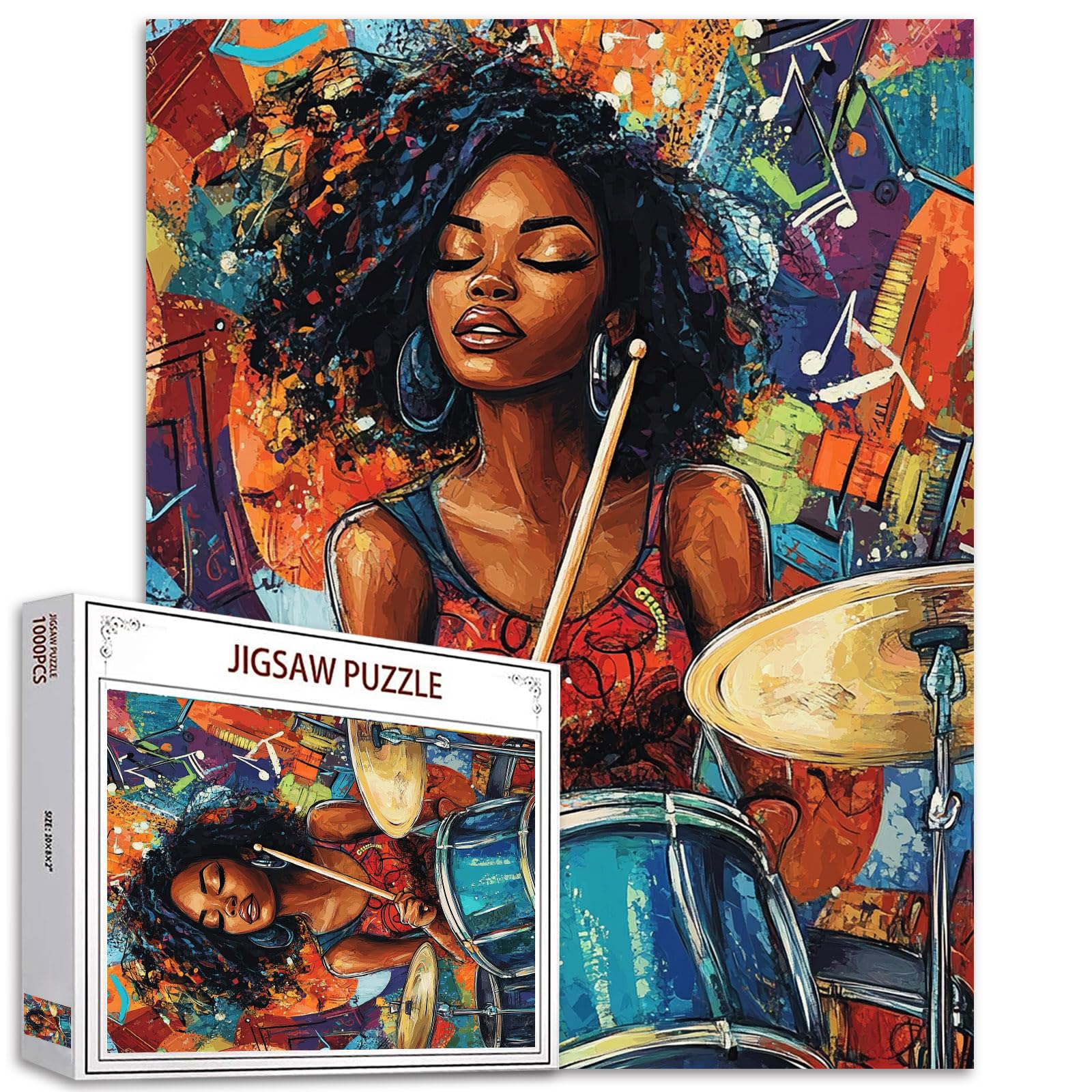 Amazon.com: Rock Music Girl 1000 Piece Jigsaw Puzzles for Adults Black ...