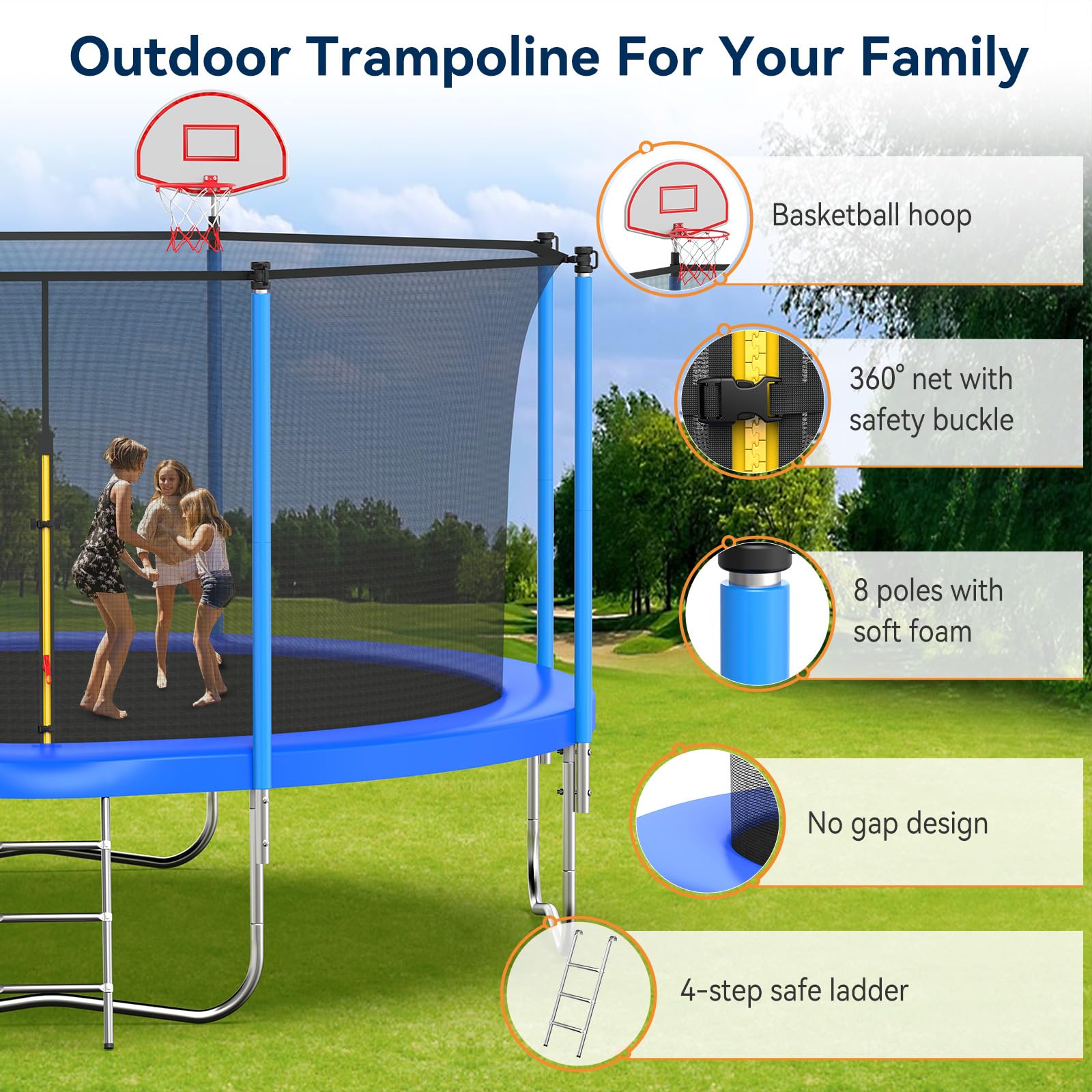 Snapklik.com : Tatub Upgrade 12FT Trampoline For Kids And Adults ...