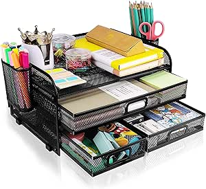 Amazon.com: Banshou Mesh Desk Organiser Tray, 3 Tier Multi-Functional ...