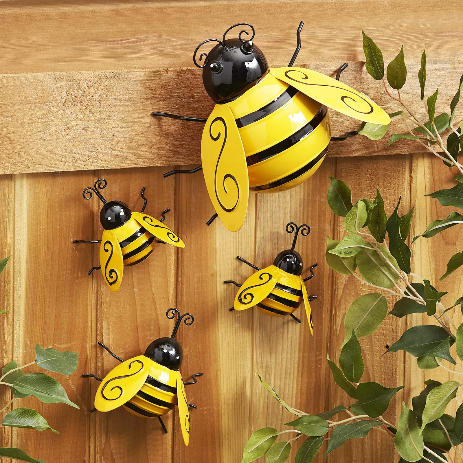 Amazon.com : MACLARONX 4 PCS Metal Bumble Bee Garden Decor Outdoor ...