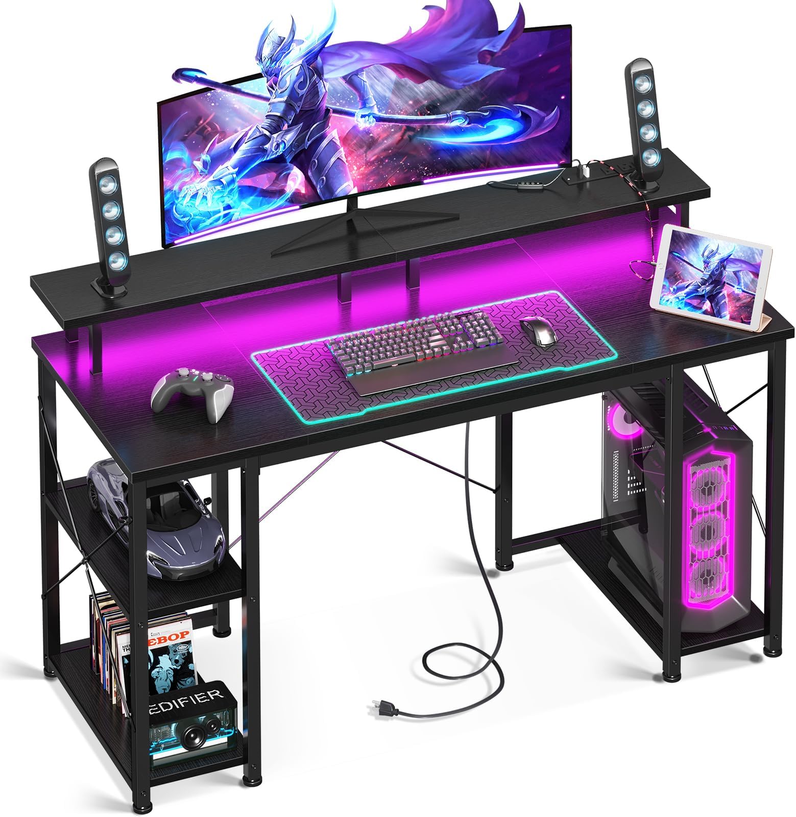 Amazon.com: GTRACING 55 Inch Gaming Desk, Computer Gamer Desk with ...