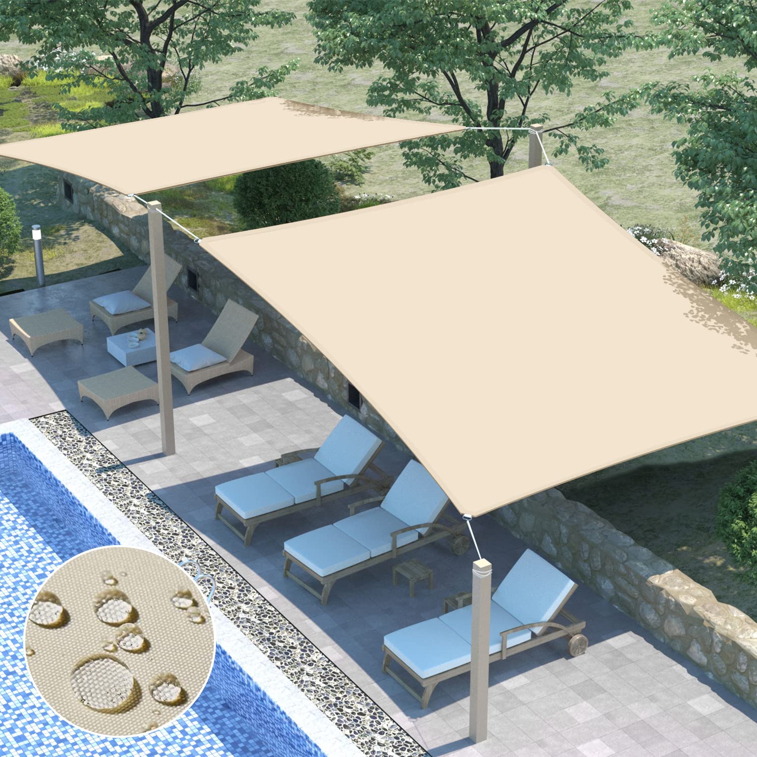 Snapklik.com : ECOOPTS 10x13 Waterproof Sun Shade Sail Rectangle Canopy ...