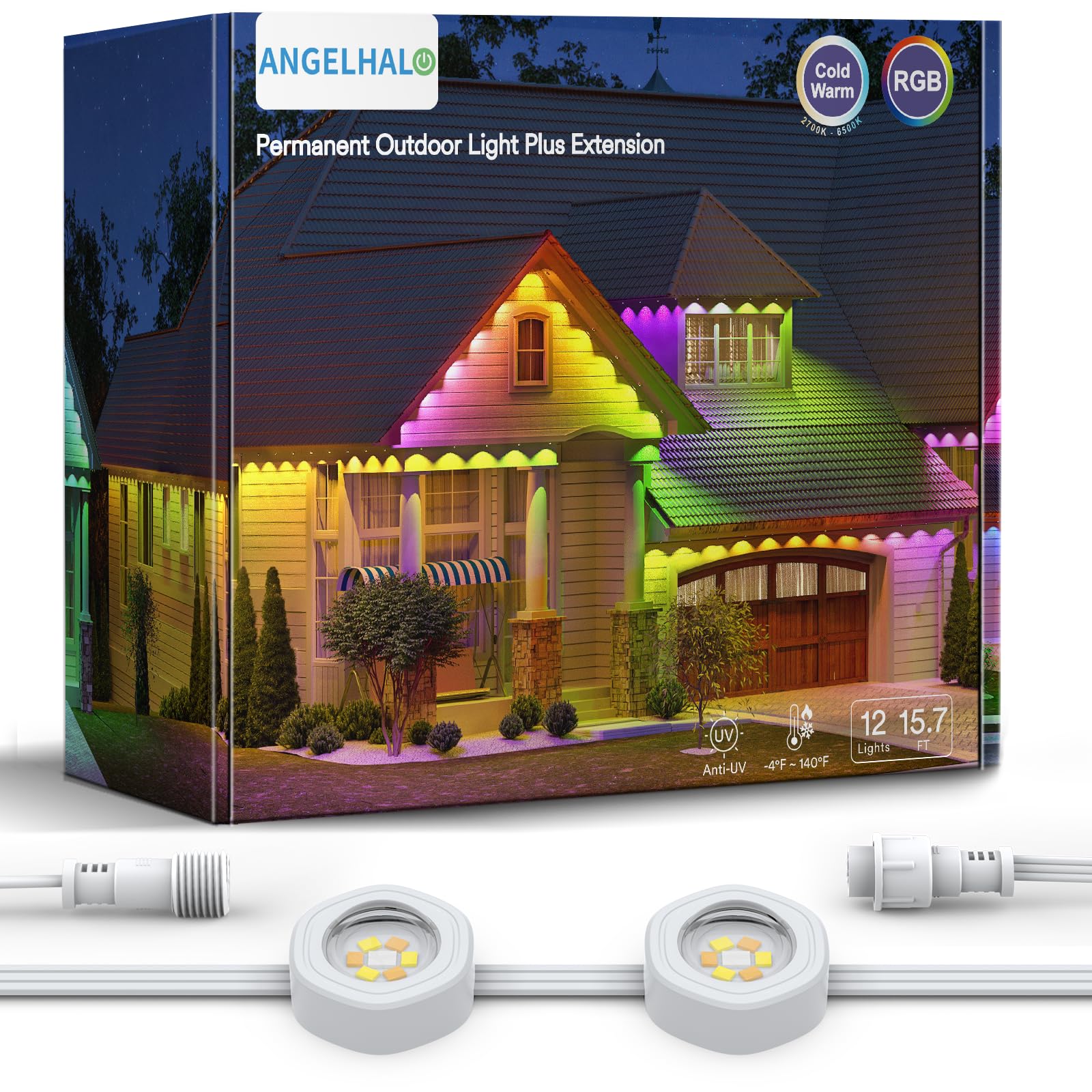 Amazon.com: ANGELHALO 15.7ft Extension String with 12 LED Lights, 3M ...