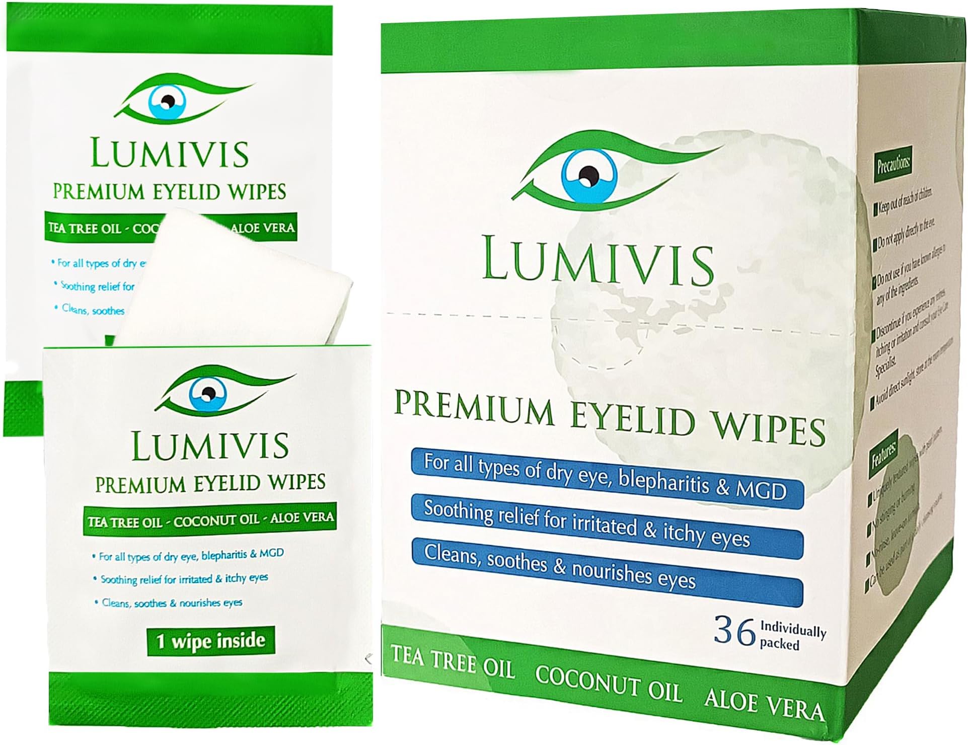 Amazon.com: Lumivis Tea Tree Oil Eyelid Wipes - 36 Individually Wrapped ...