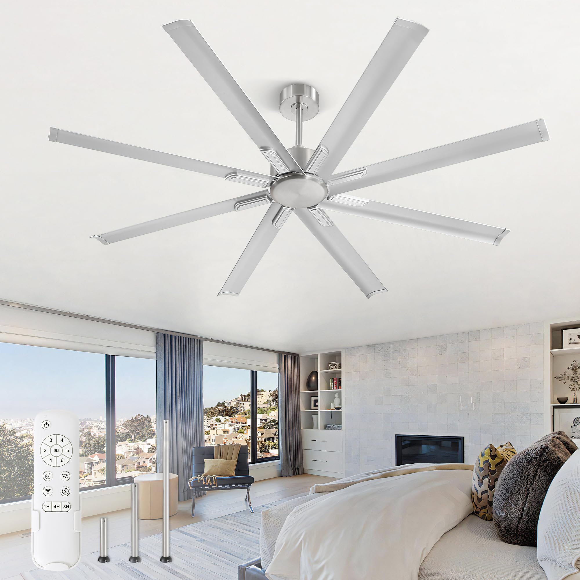 ZMISHIBO 84" Industrial Ceiling Fans with Lights, Large Ceiling Fan ...