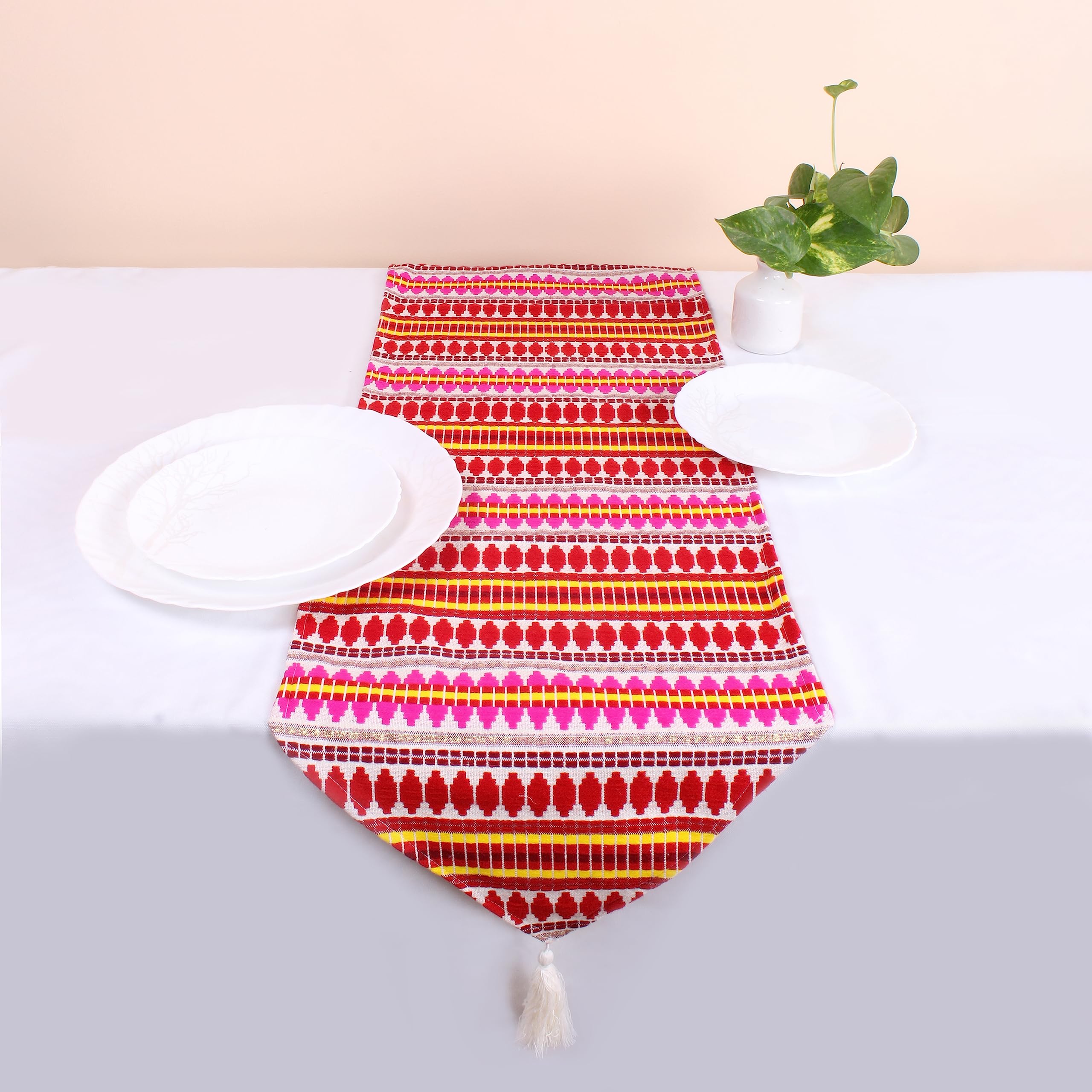 Buy BRICK HOME Aztec Red Woven Fabric Table Runner with Tassel (13 X 60 ...