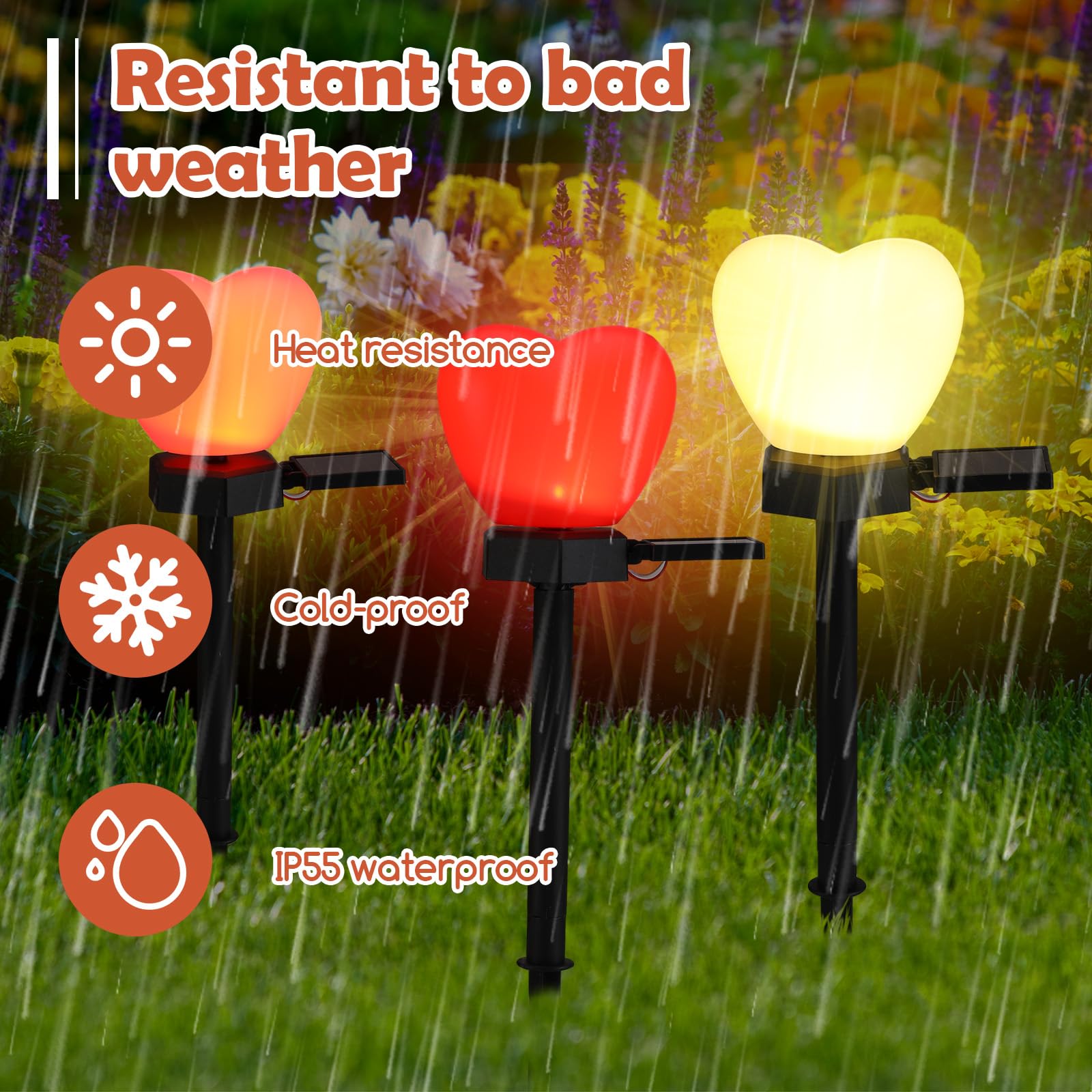 Snapklik.com : 12 Pack Valentines Day Solar Lights, Heart Waterproof ...